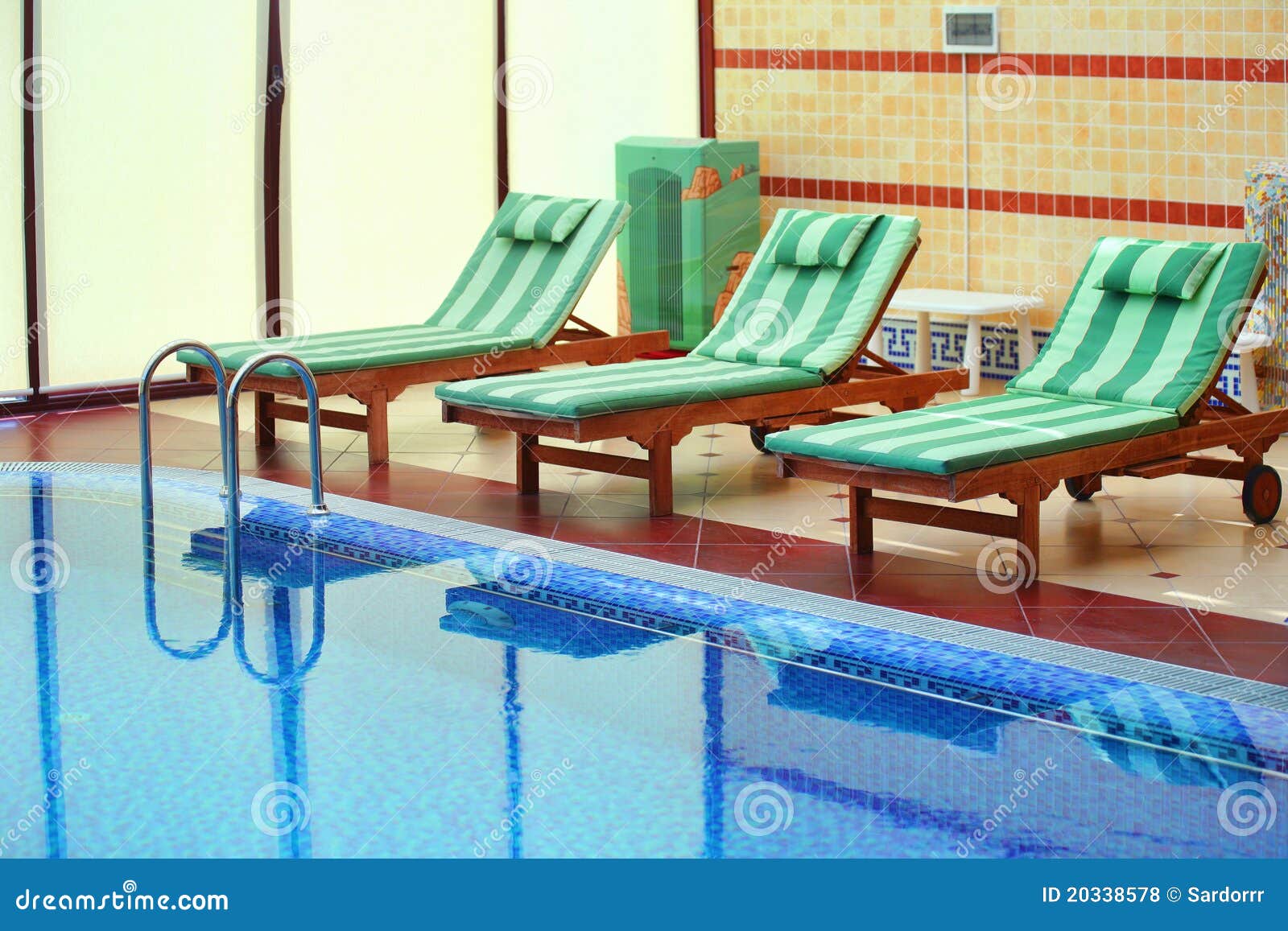 Tiled Swimming Pool with Bed-chairs Stock Photo - Image of background ...