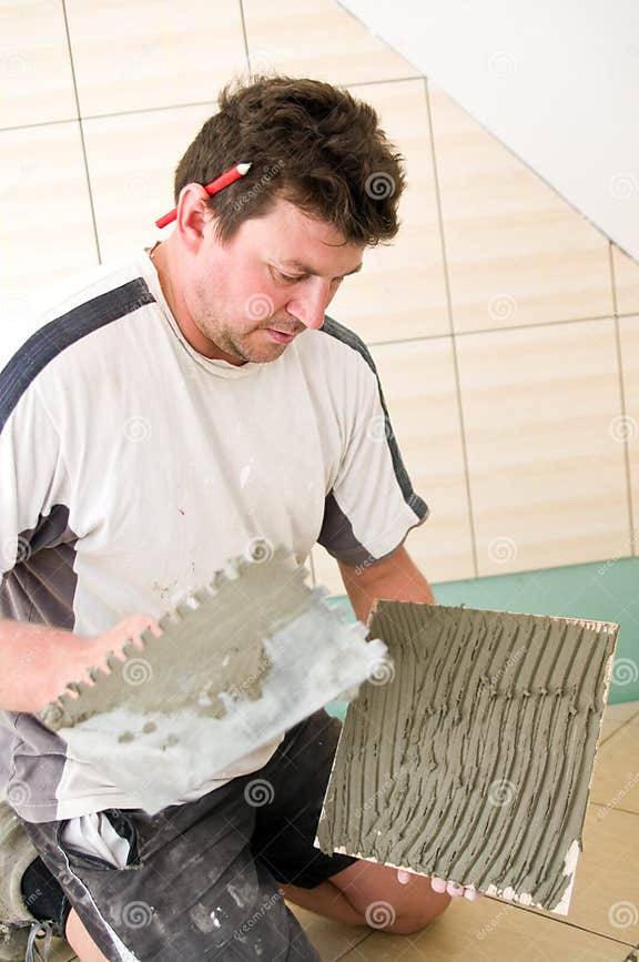 Tiler stock photo. Image of labour, tiles, renovations - 15567216
