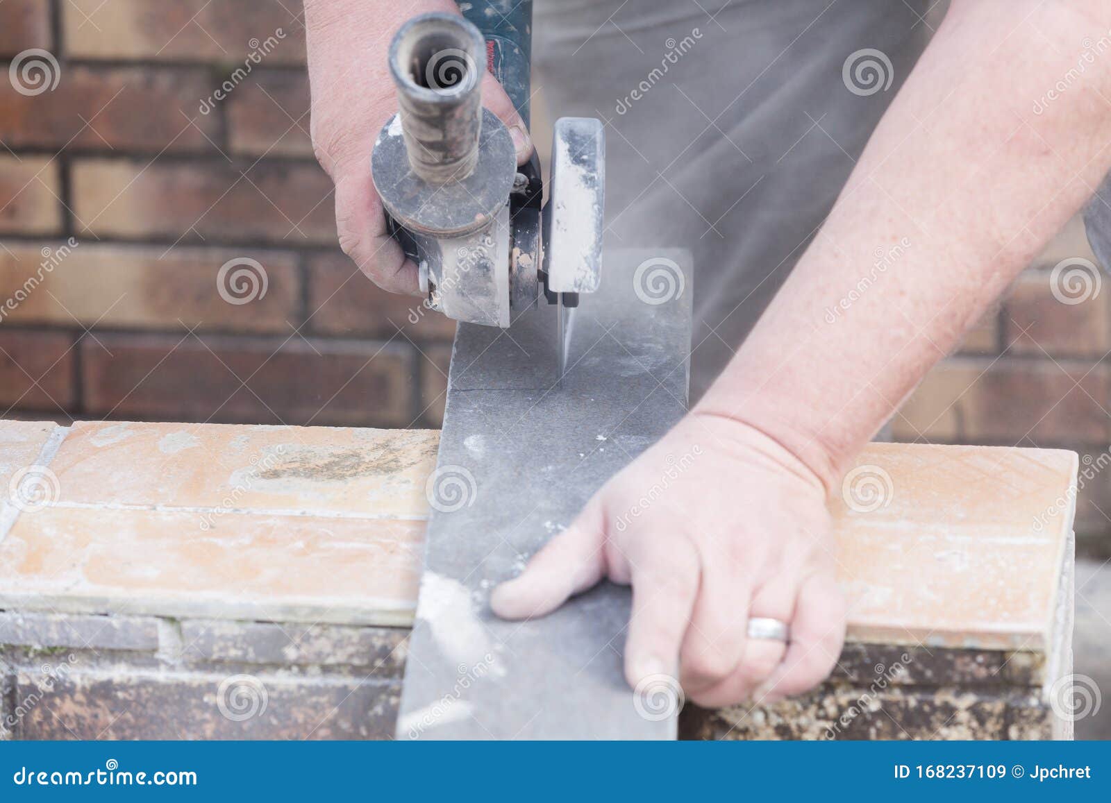 Tiler Cutting a Tile with a Grinder Stock Image - Image of repair ...