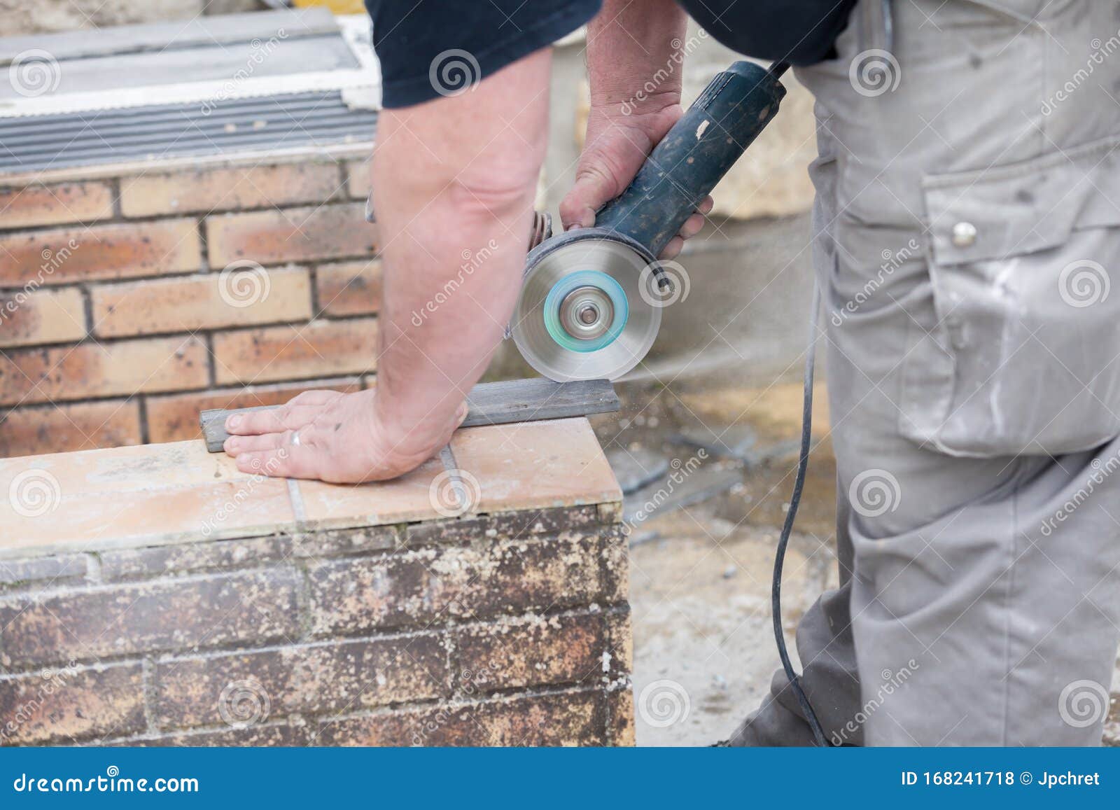Tiler Cutting a Tile with a Grinder Stock Photo - Image of renovation ...