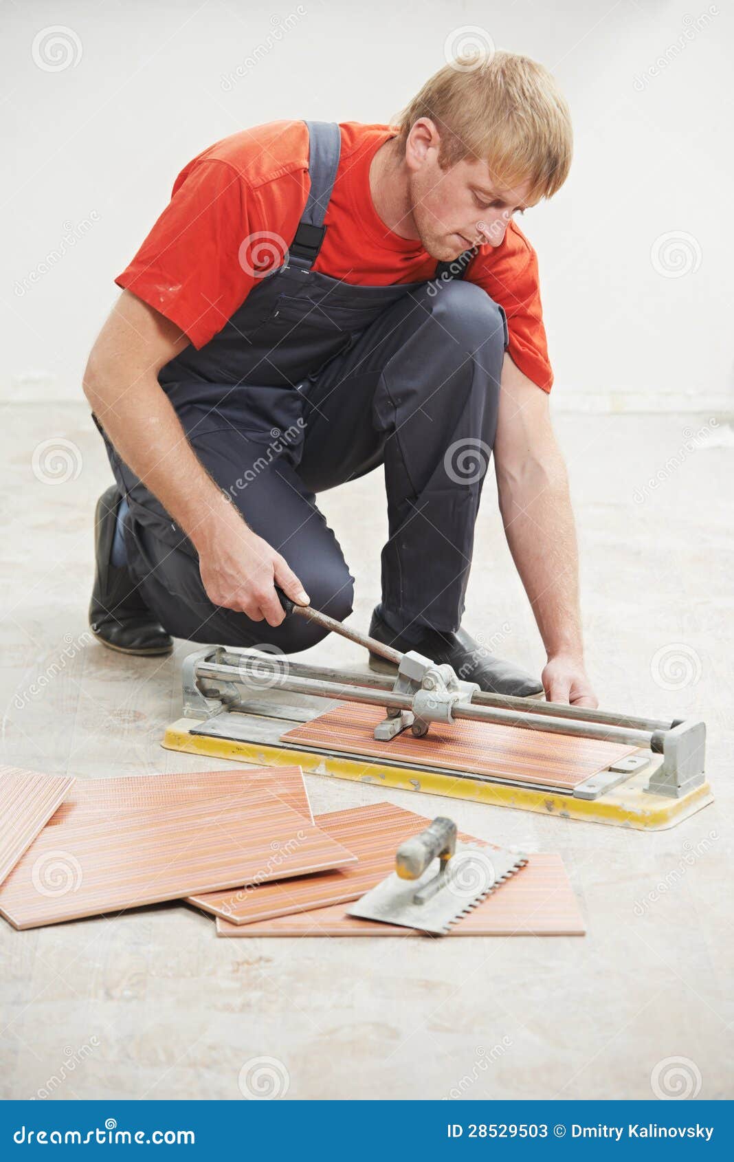 Tiler Cutting Tile at Home Renovation Work Stock Image - Image of ...