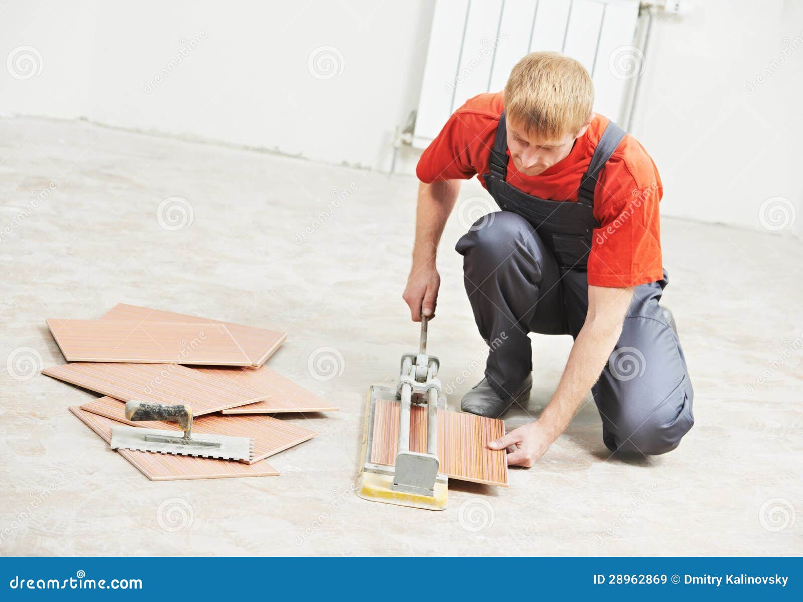 Tiler Cutting Tile at Home Renovation Work Stock Image - Image of ...