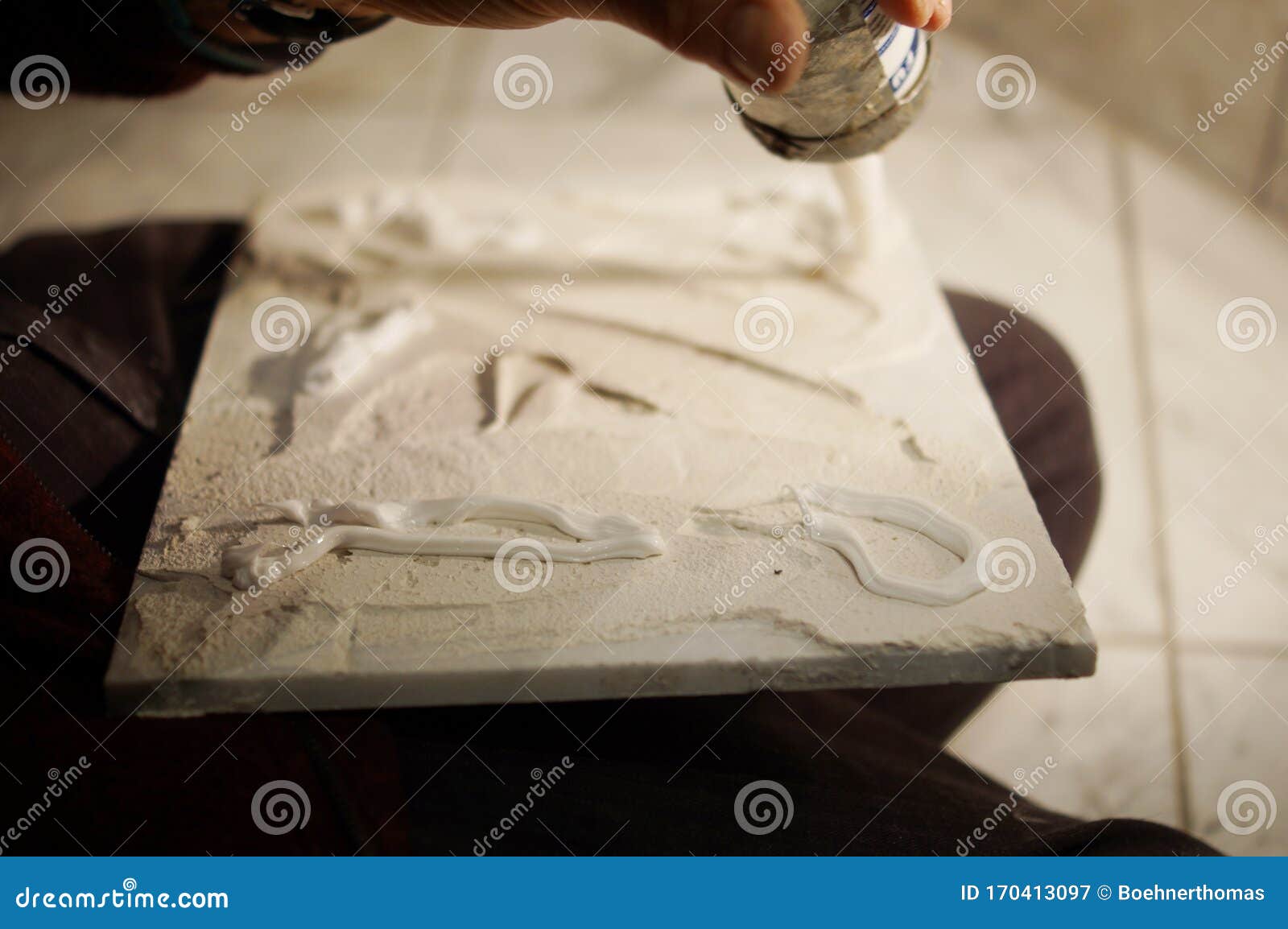 Tiler at work stock image. Image of repair, tile, laying - 170413097