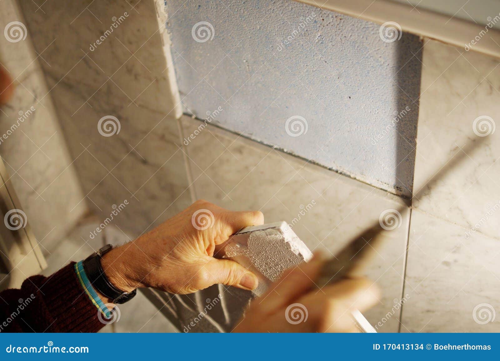 Tiler at work stock photo. Image of tiler, cleaning - 170413134