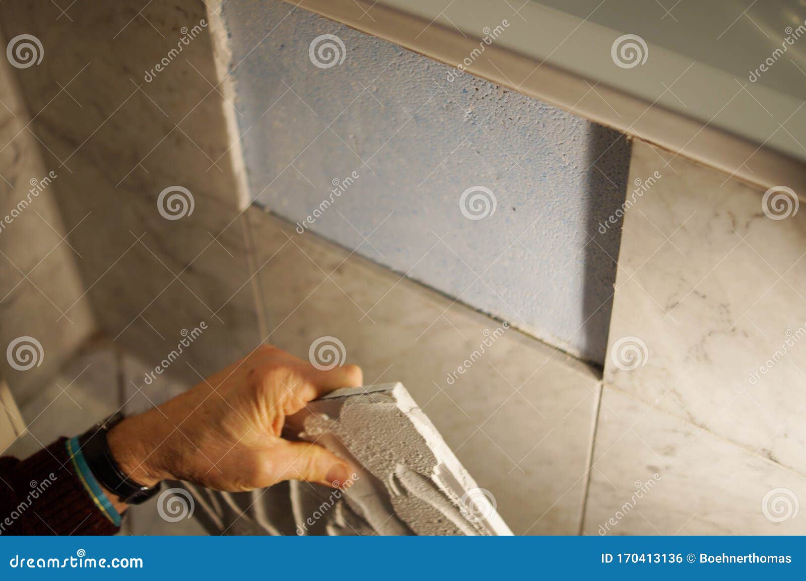 Tiler at work stock photo. Image of bathroom, repairing - 170413136