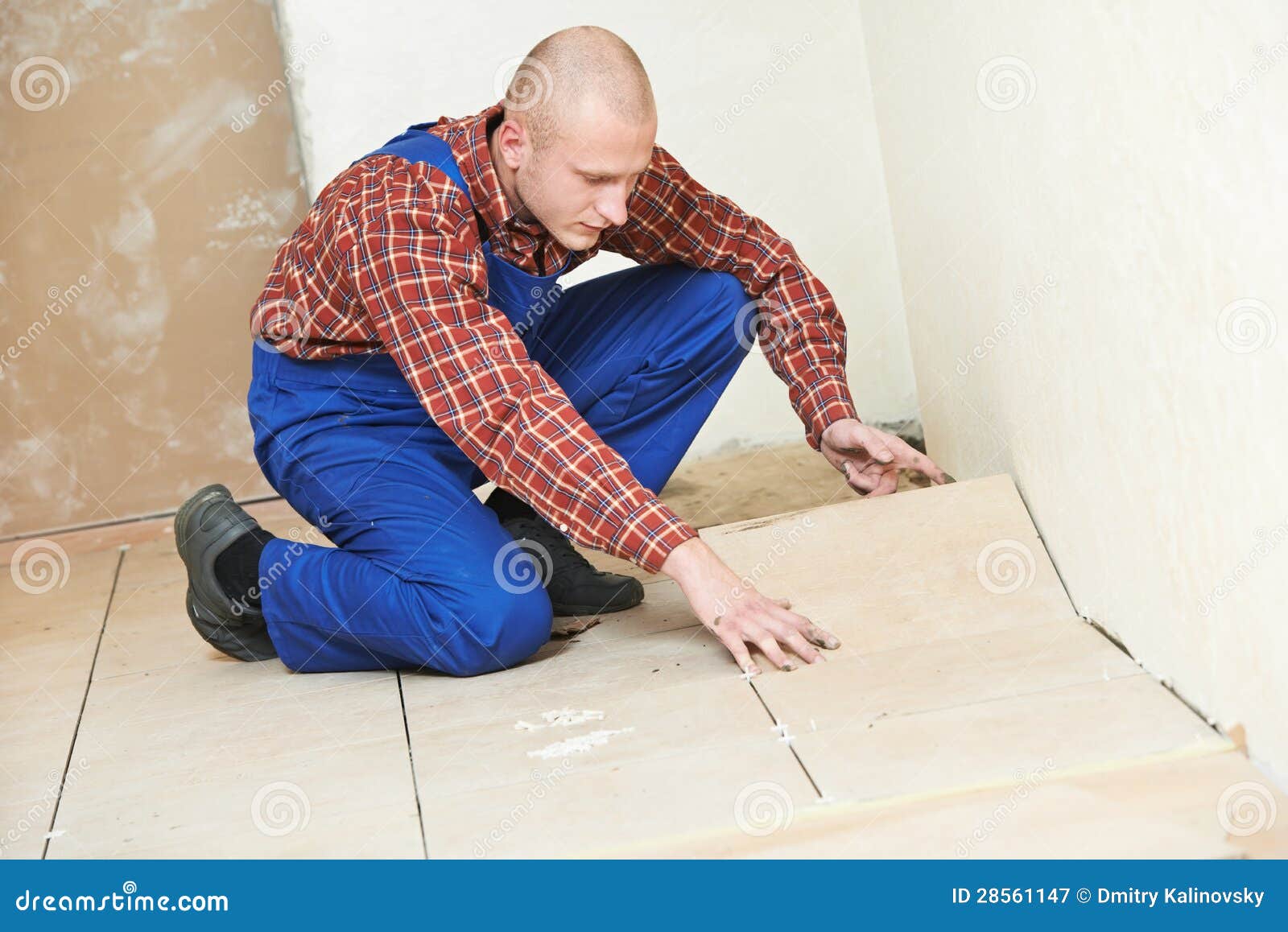 Tiler at Home Floor Tiling Renovation Work Stock Image - Image of ...