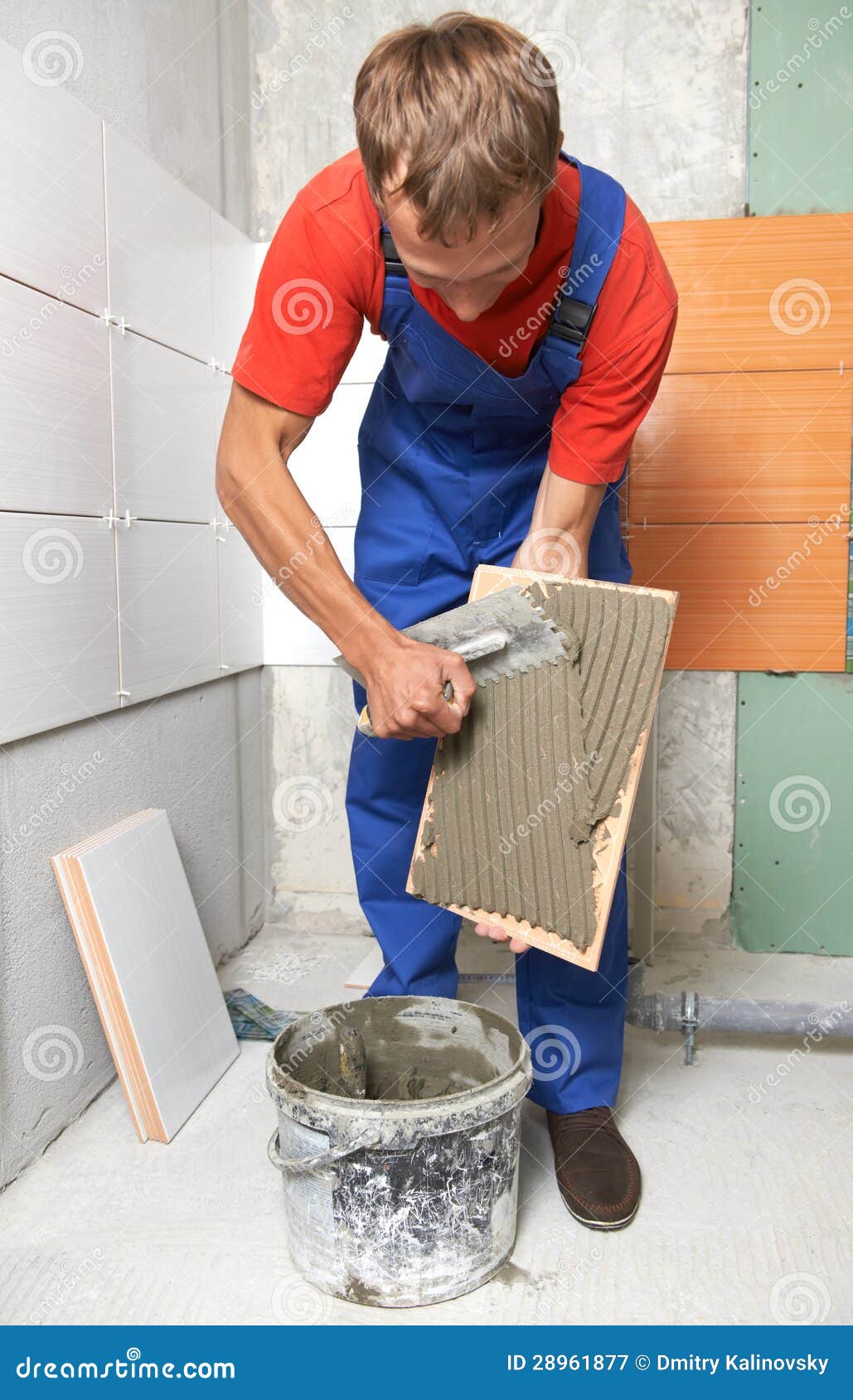 Tiler at Home Renovation Work Stock Image - Image of indoor ...