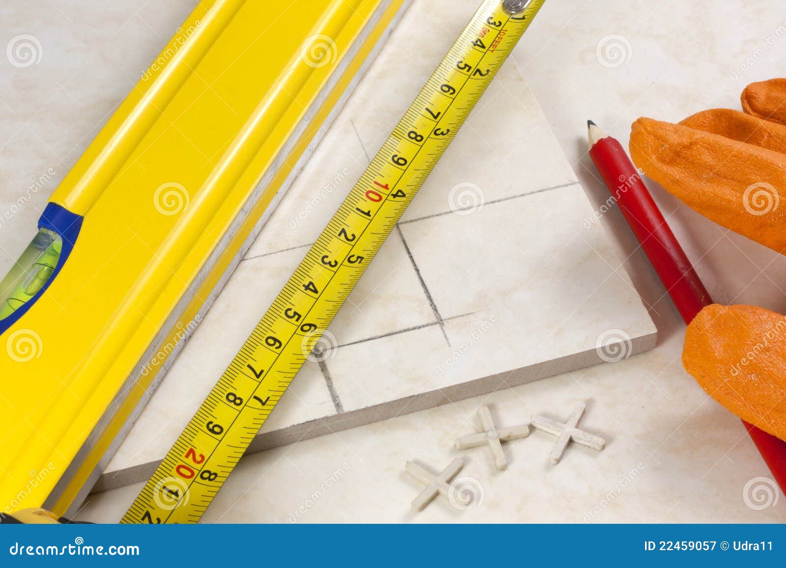 Tiler Measured Tiles for Cutting Stock Image - Image of tile, measure ...