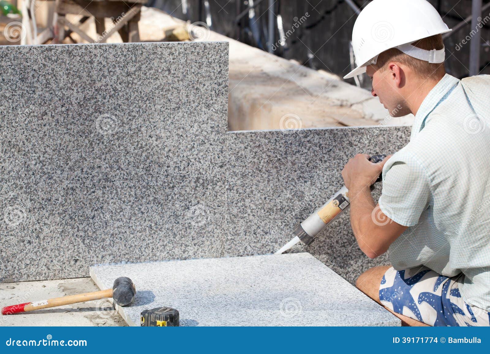 Tiler Sealing Joints between Ceramic Tiles Stock Photo - Image of ...