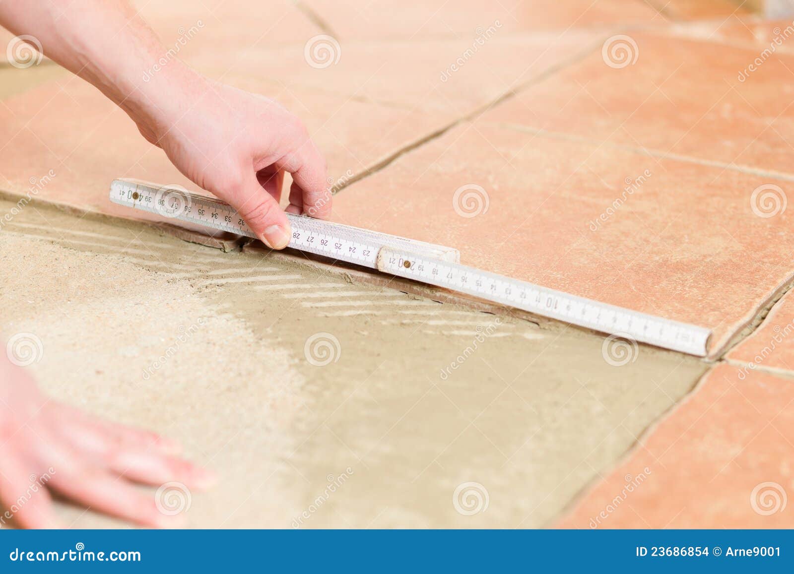 Tiler Tiling Tiles on the Floor Stock Photo - Image of structure, work ...