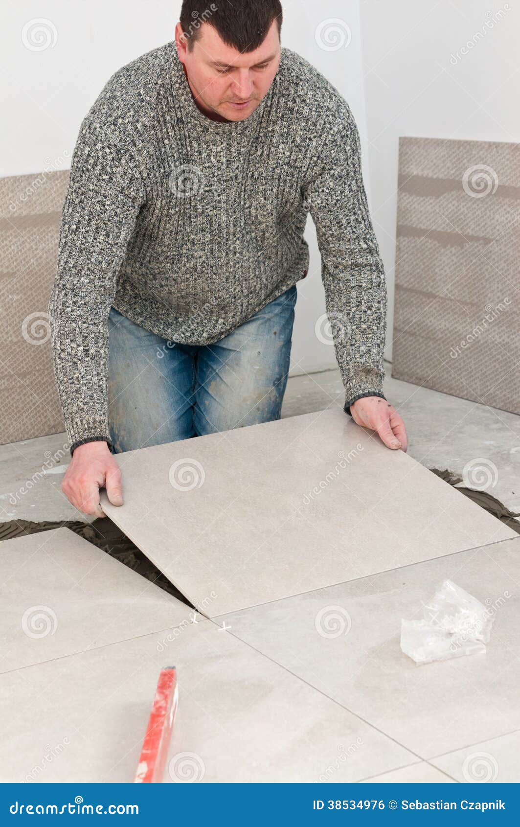 Tiler at work stock photo. Image of caucasian, contractor - 38534976