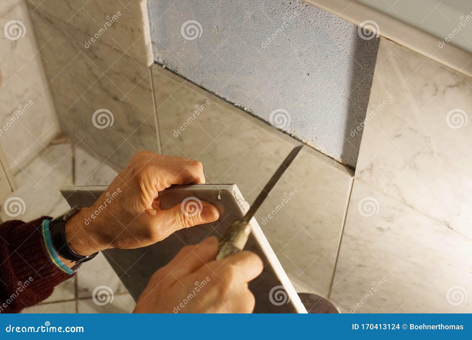 Tiler at work stock photo. Image of working, glue, repair - 170413124