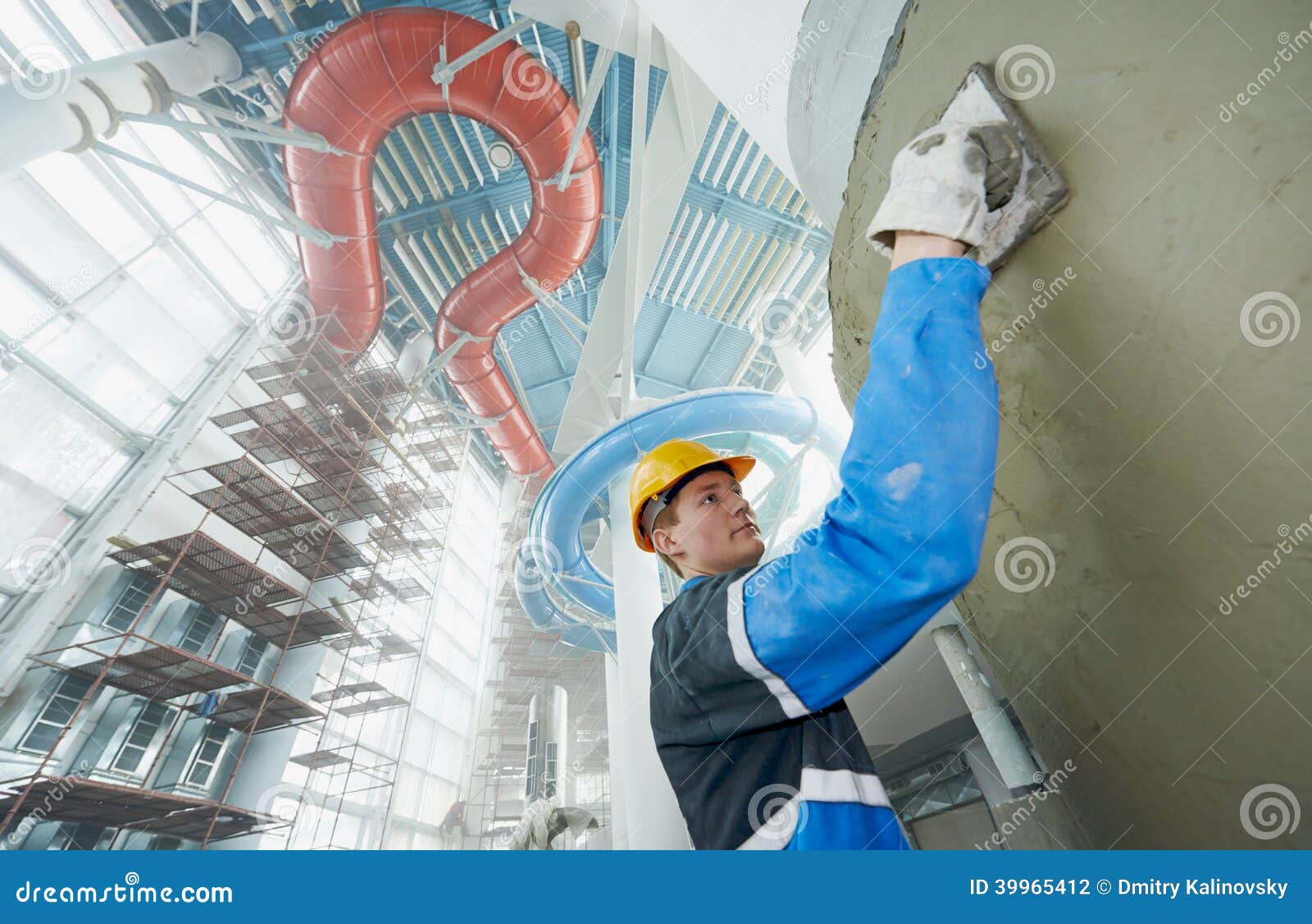 Tilers at Industrial Floor Tiling Renovation Stock Photo - Image of ...