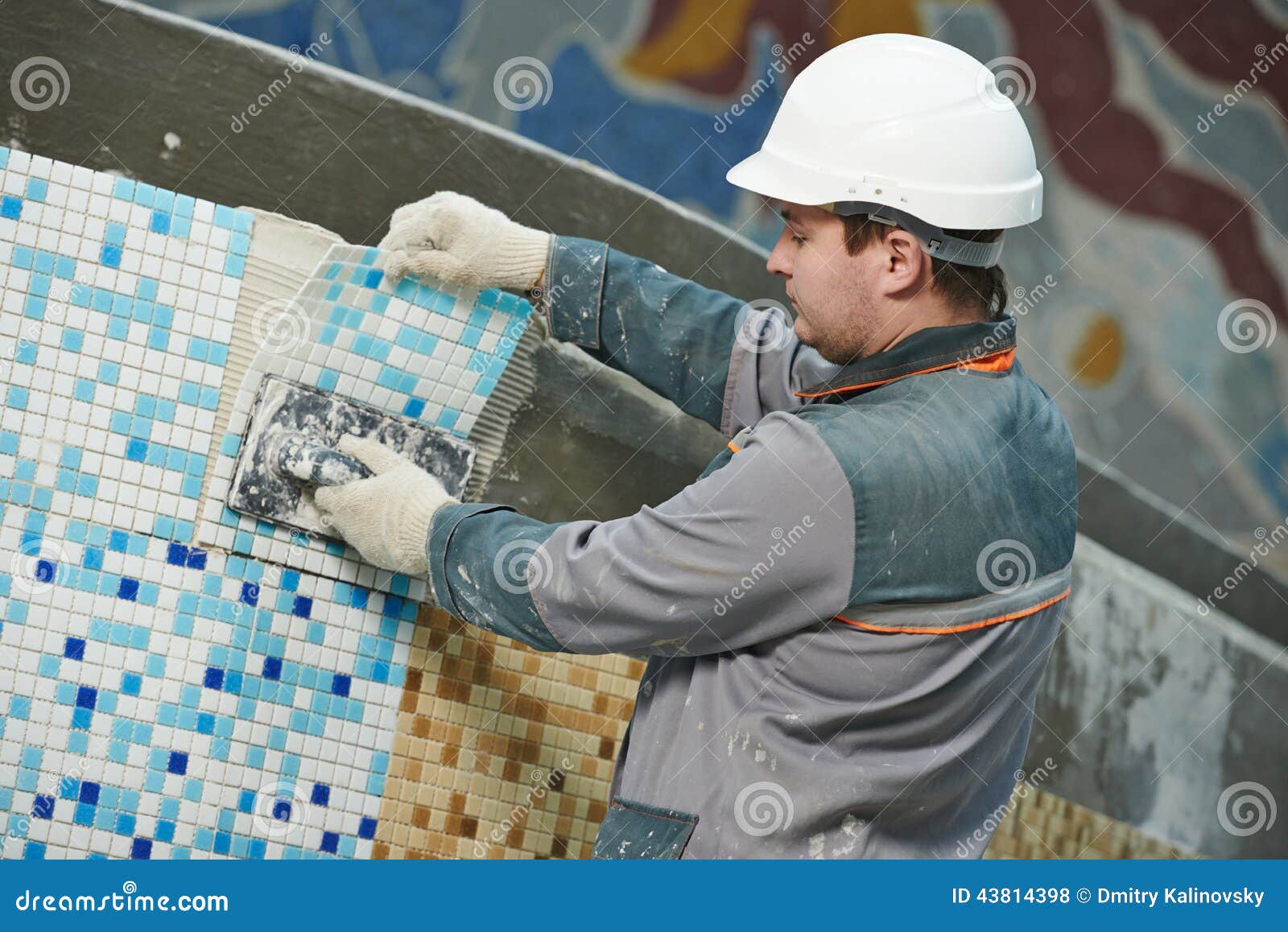 Tilers at Industrial Floor Tiling Renovation Stock Photo - Image of ...