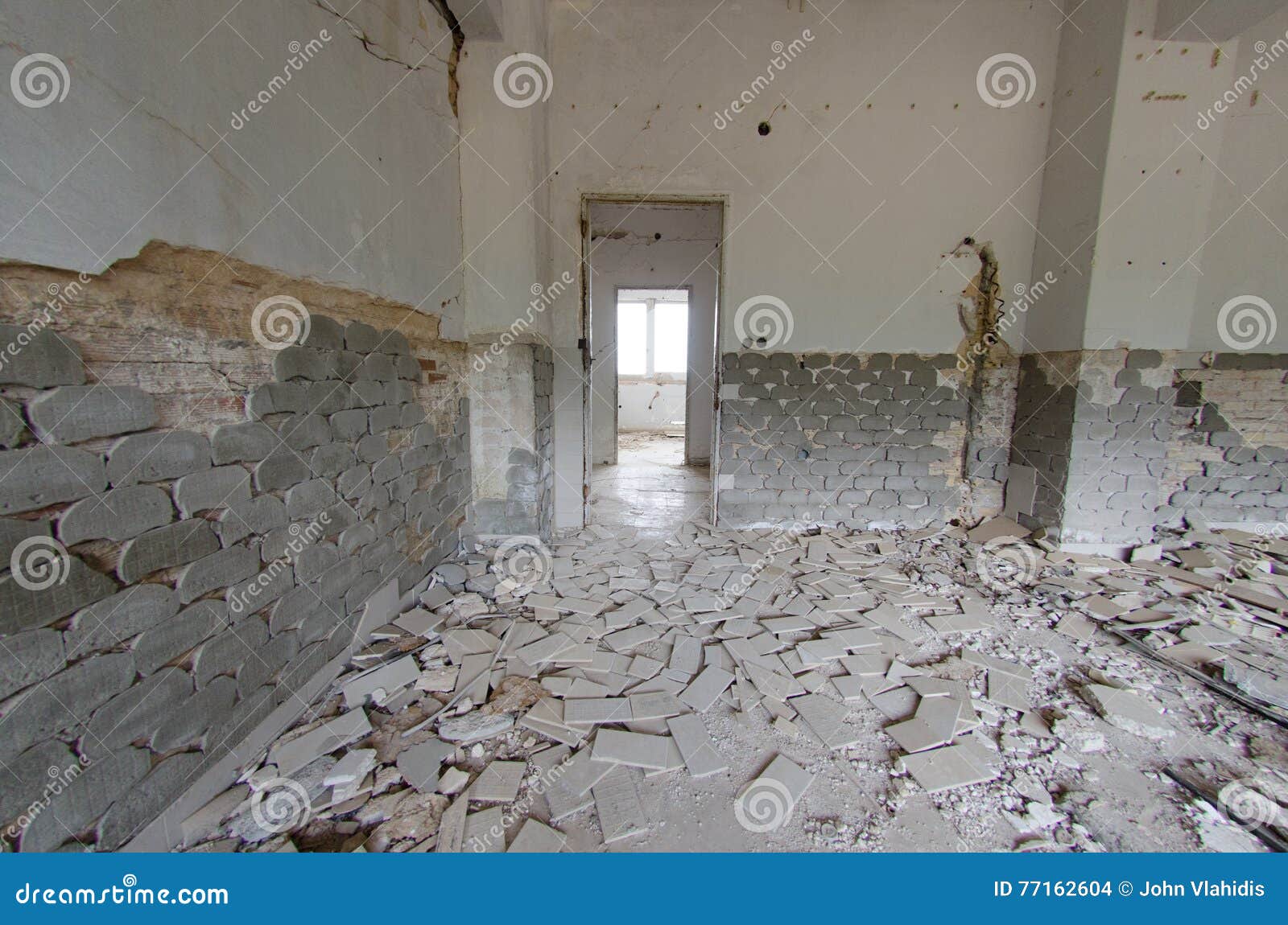 Tiles and broken walls stock photo. Image of dirty, brick - 77162604
