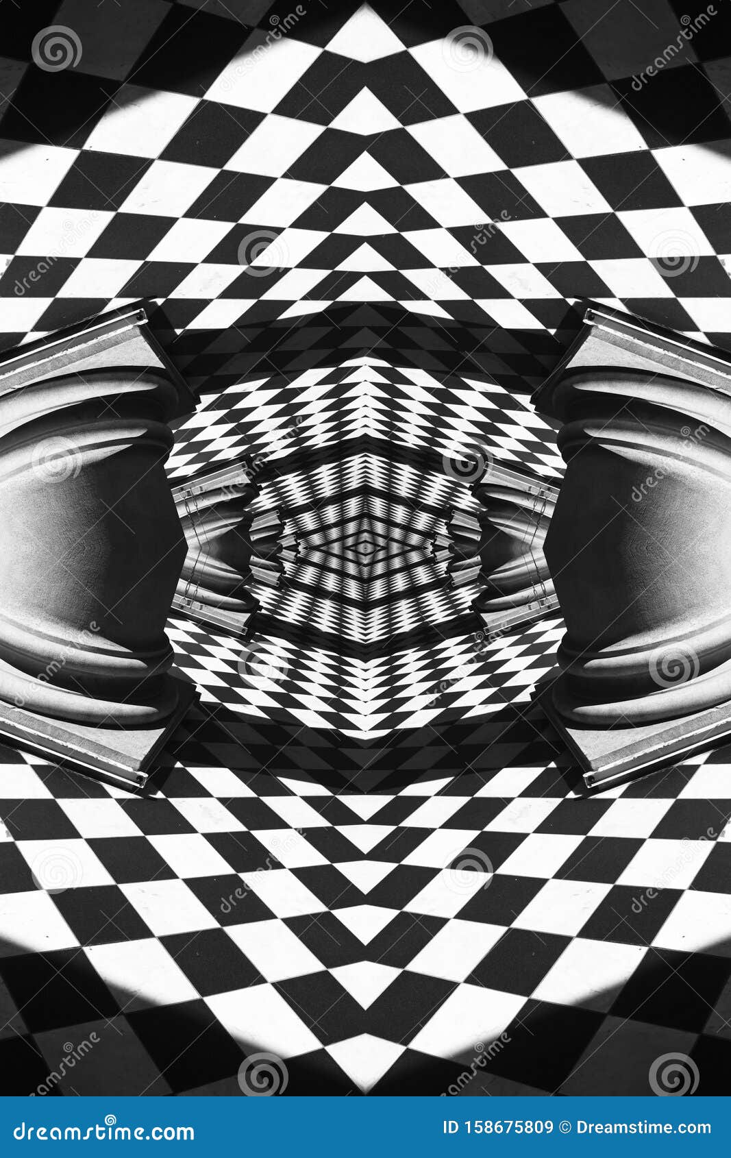 Tiles and Columns Multiply, Distortion of Reality. Stock Illustration ...