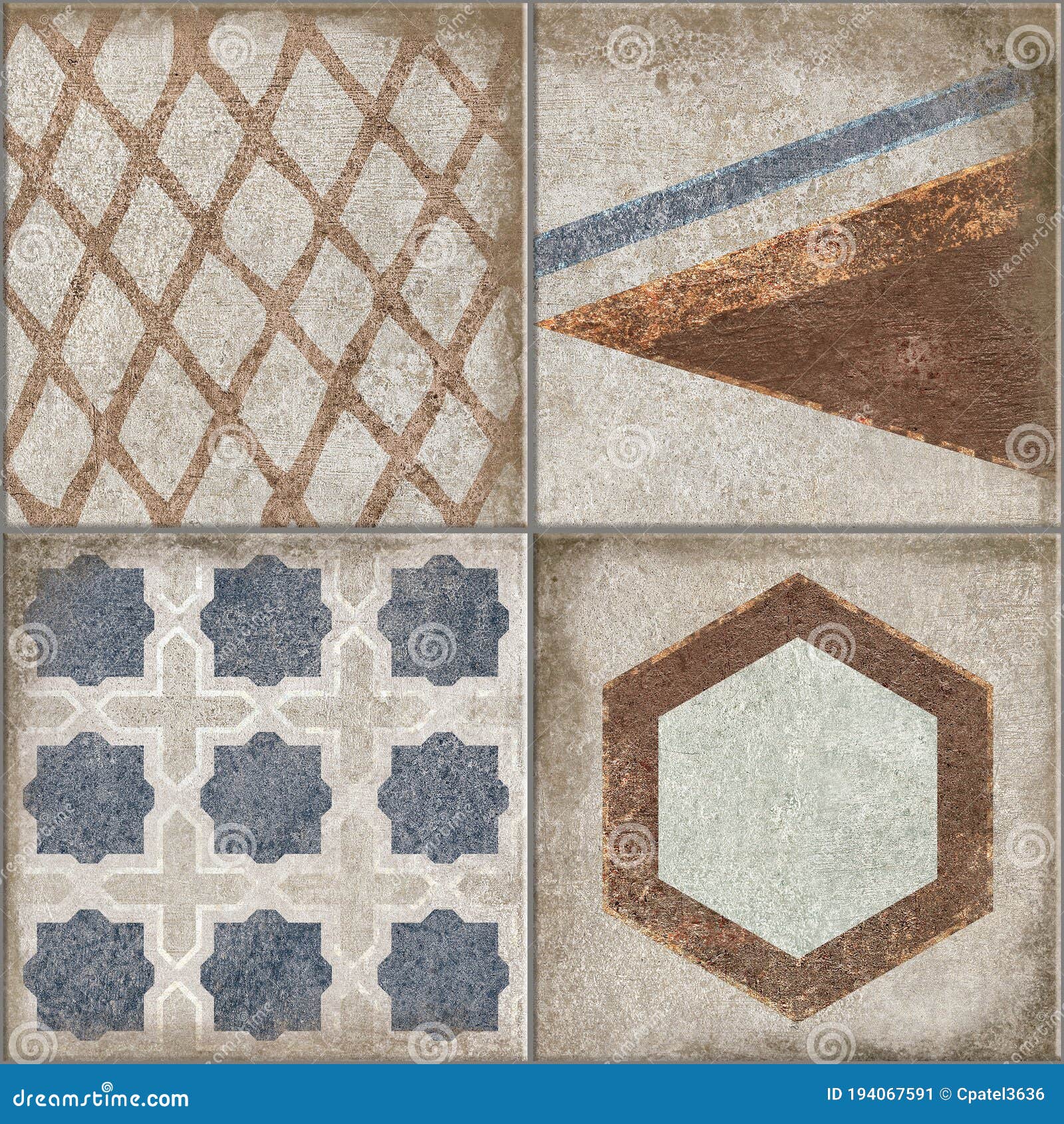Traditional Tiles Design with Brown Stock Illustration - Illustration ...