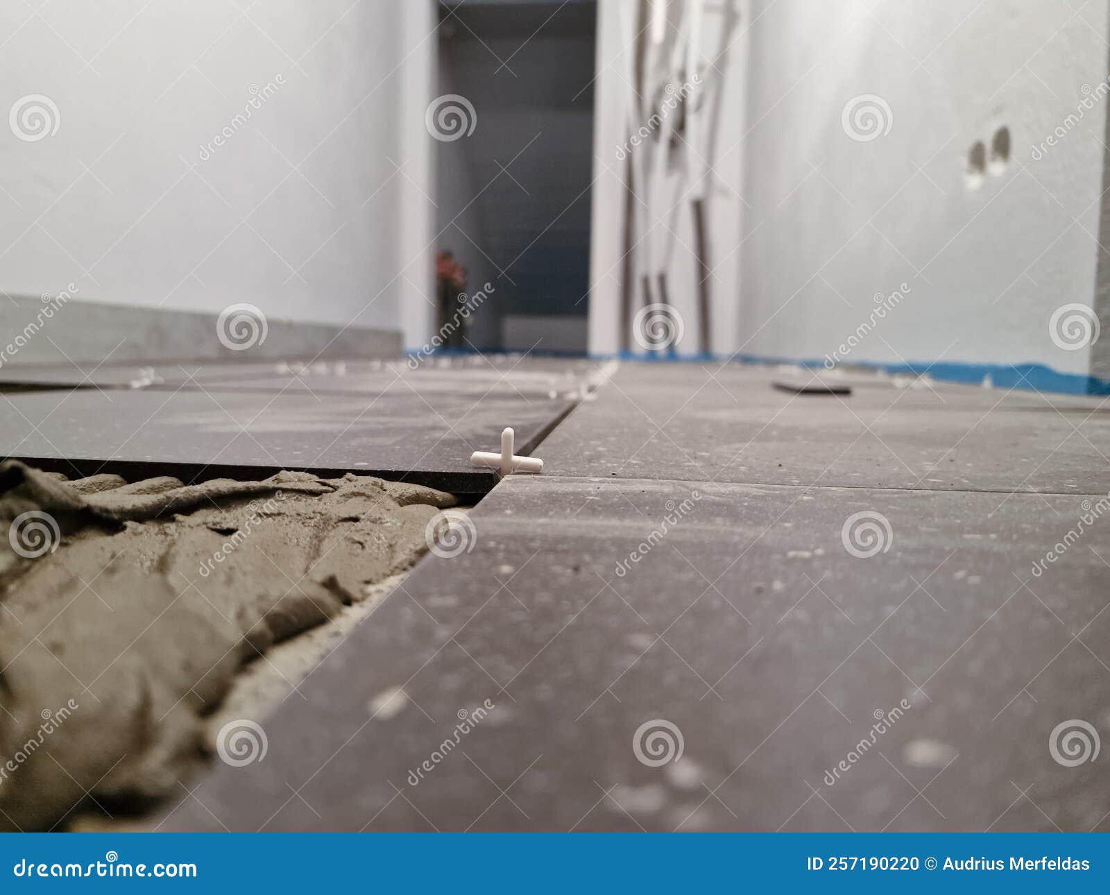Tiles Installation Process in Progress Stock Photo - Image of home ...