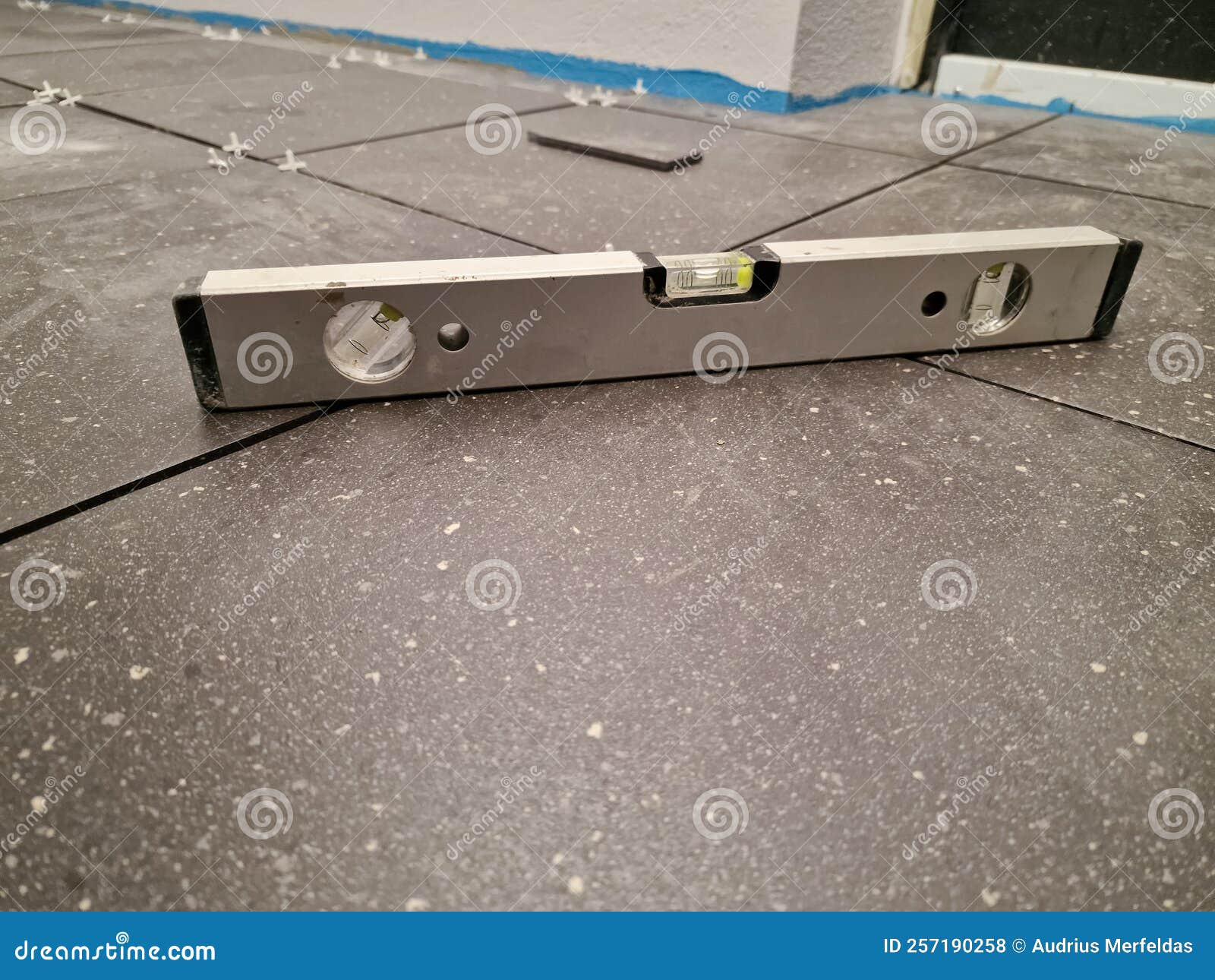 Tiles Installation Process in Progress Stock Photo - Image of house ...