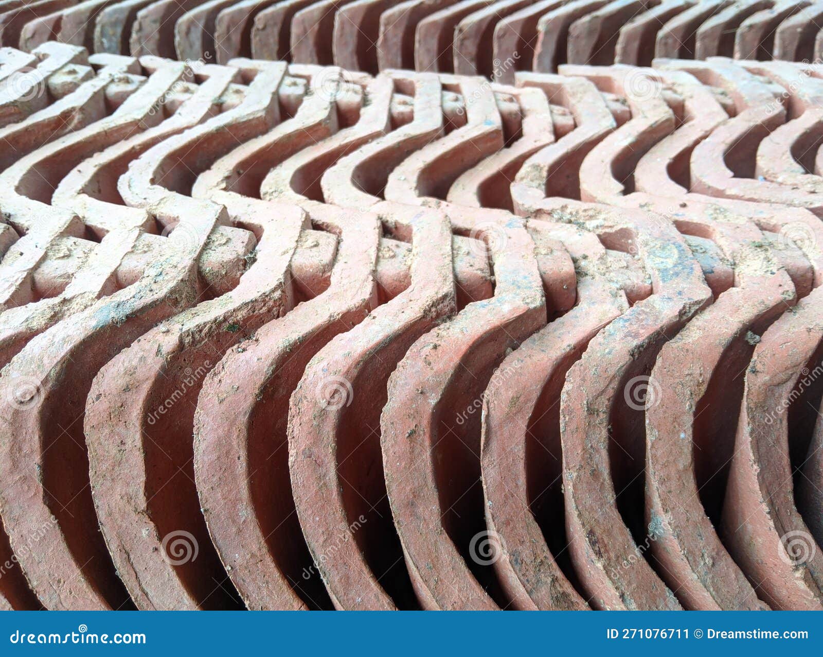 Tiles Made of Clay Arranged in a Row Stock Image - Image of carving ...