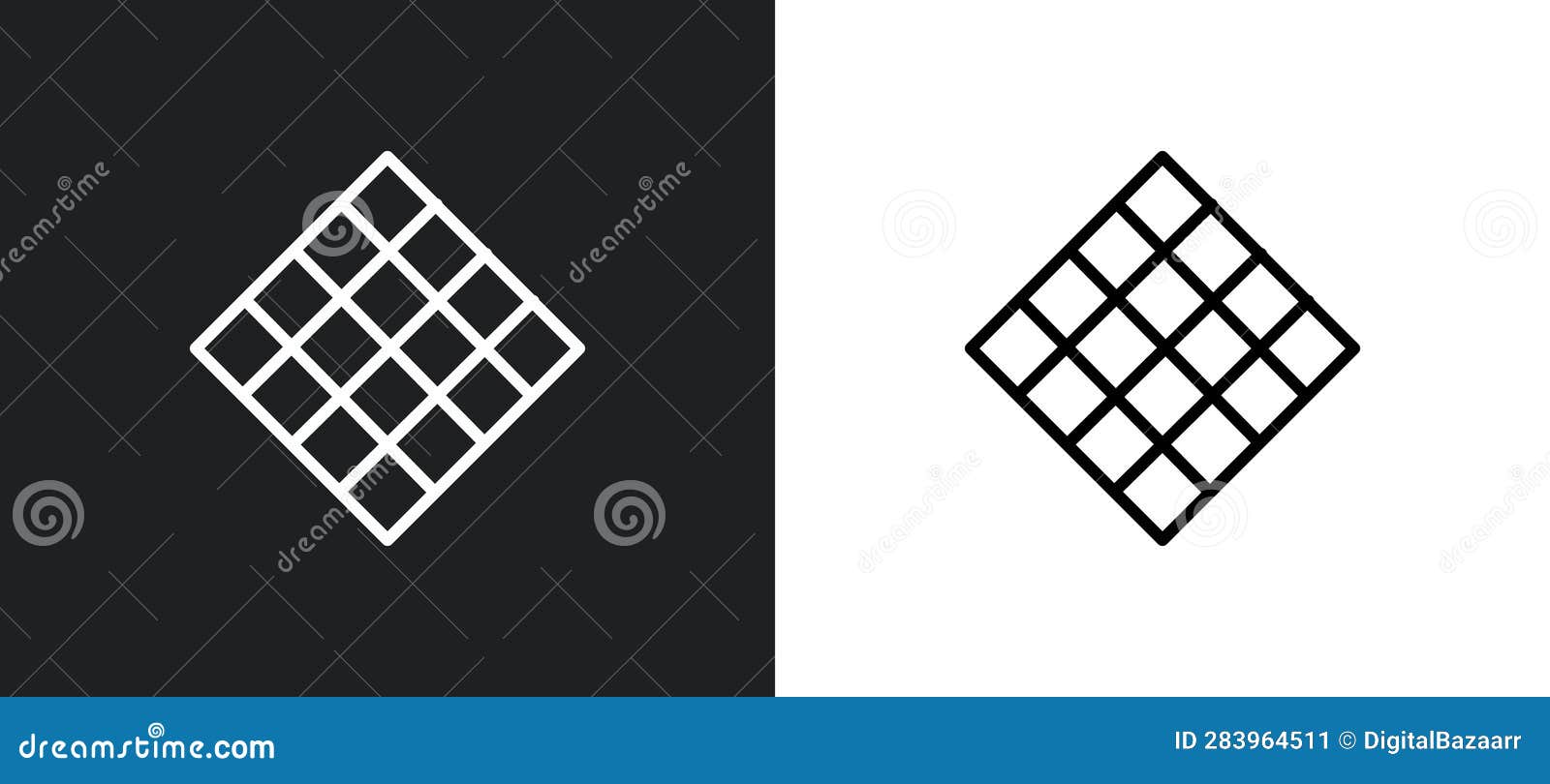 Tiles Outline Icon in White and Black Colors. Tiles Flat Vector Icon ...