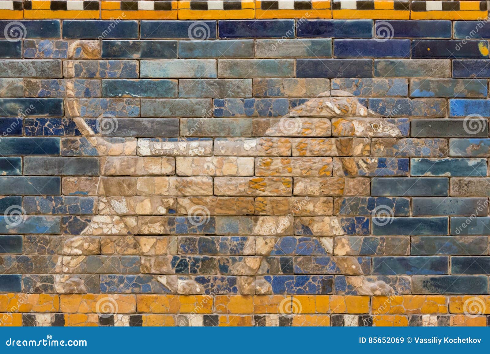 Tiles Pattern of Babylon`s the Ishtar Gate Inside the Pergamon Museum ...