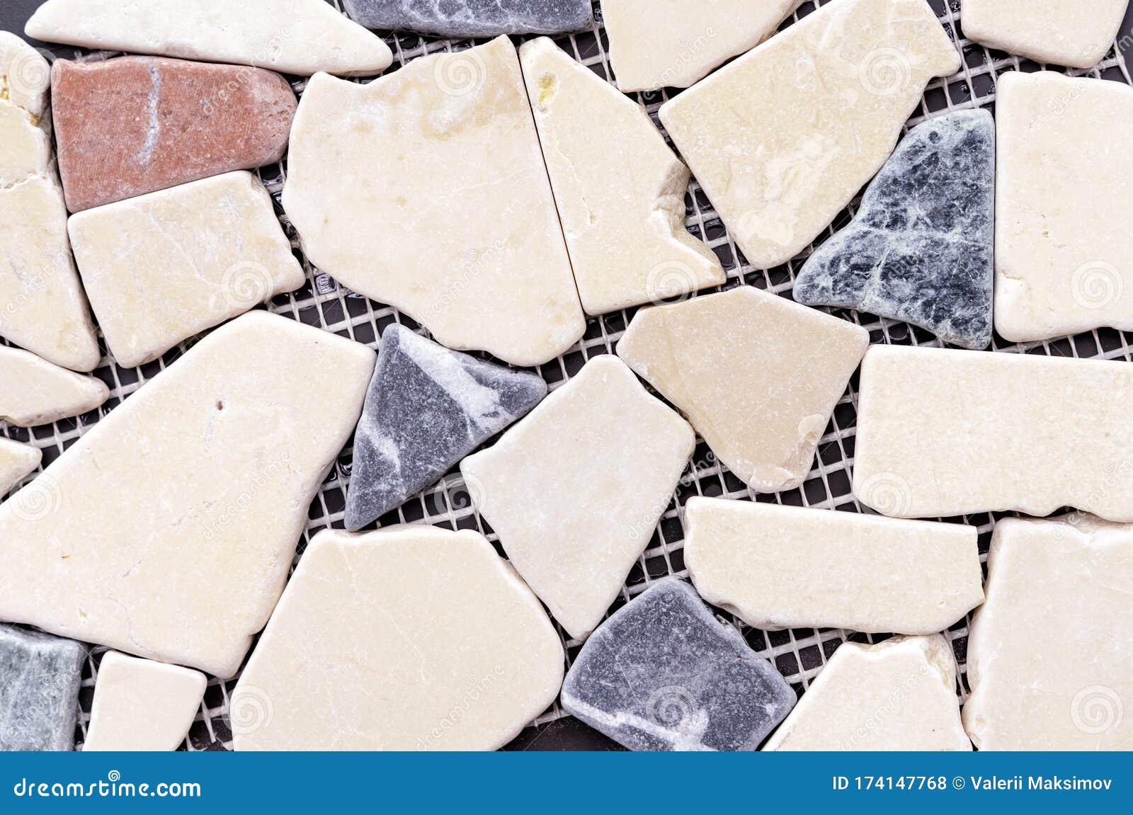 Tiles from Pieces of Marble and Granite. Panel of Natural Stones Stock ...