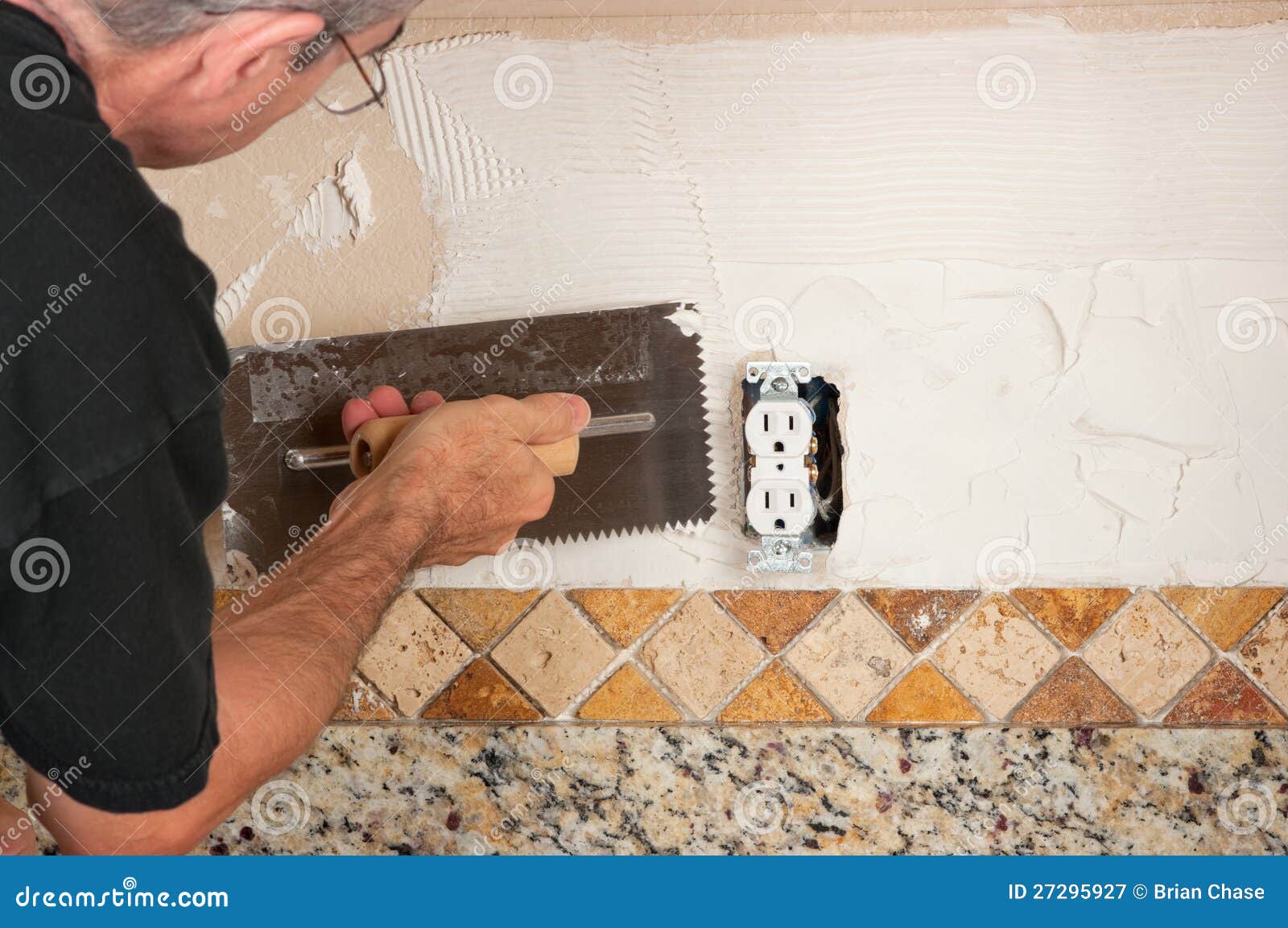 Tiling stock image. Image of ceramic, installation, working - 27295927