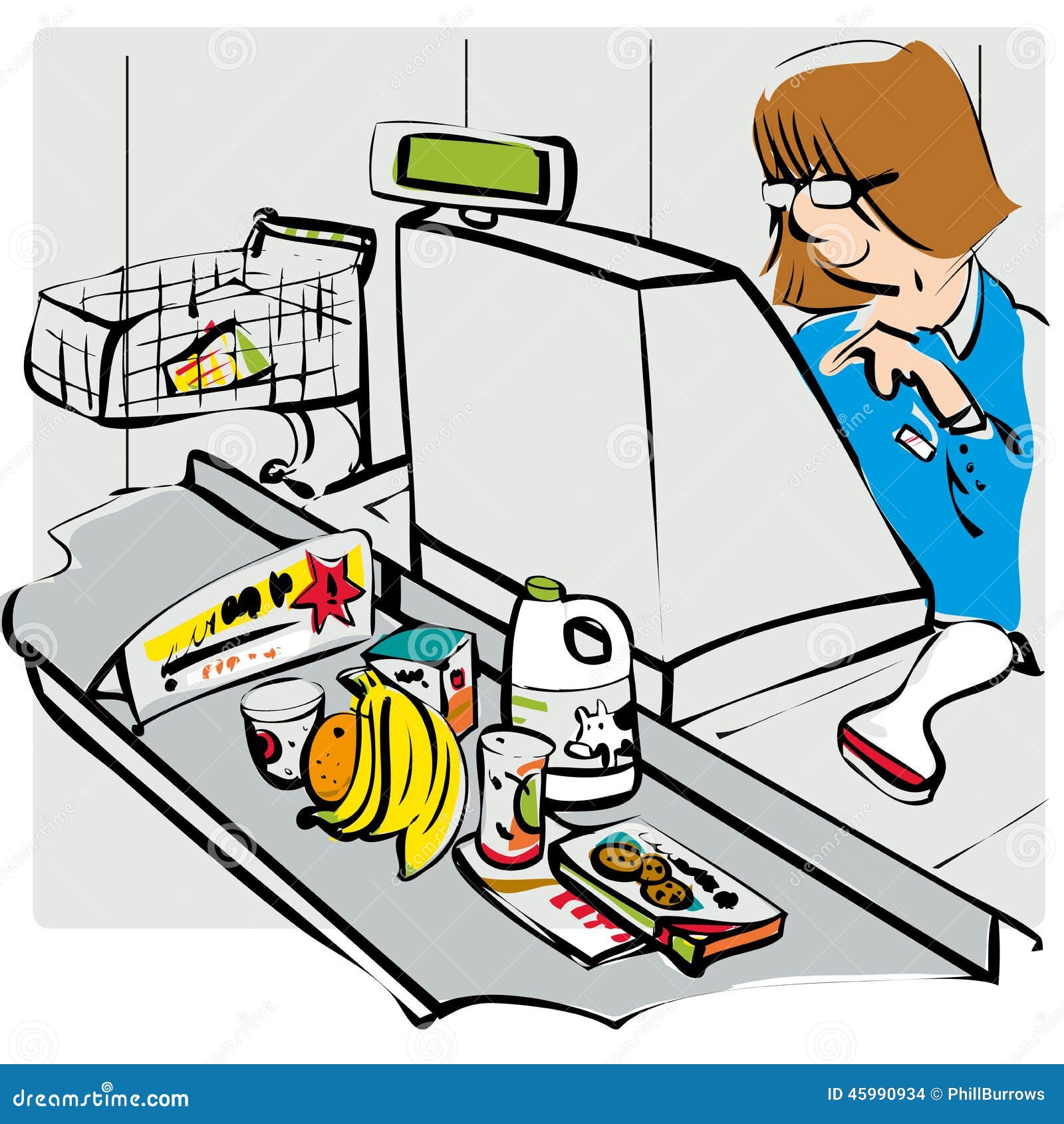 Till operator stock vector. Illustration of shop, aisle - 45990934