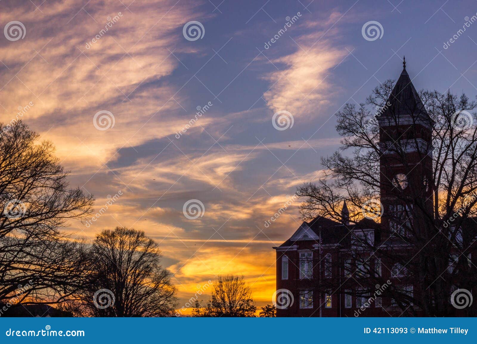 Tillman Building Sunset in Clemson Stock Image - Image of couple ...