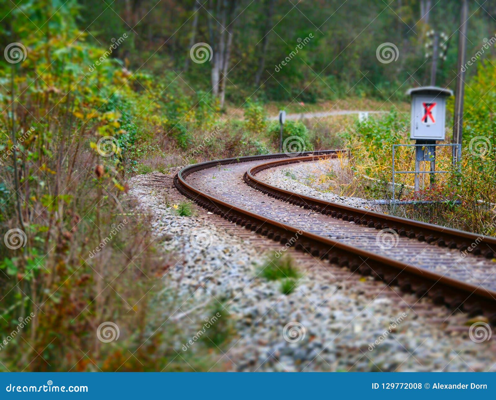 Tilt Shift Image of Winding Railroad Tracks Stock Photo - Image of rail ...