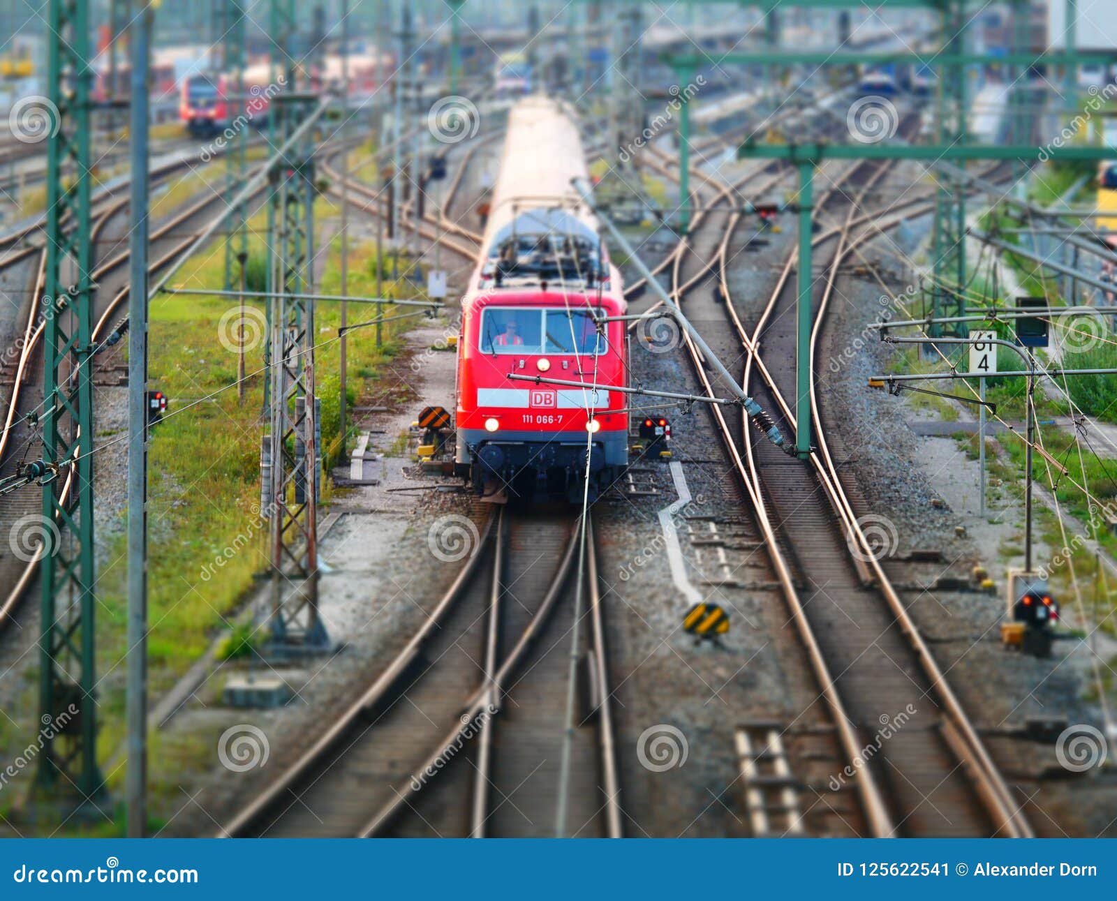 Tilt Shift Picture with Front View on a Train Editorial Photo - Image ...