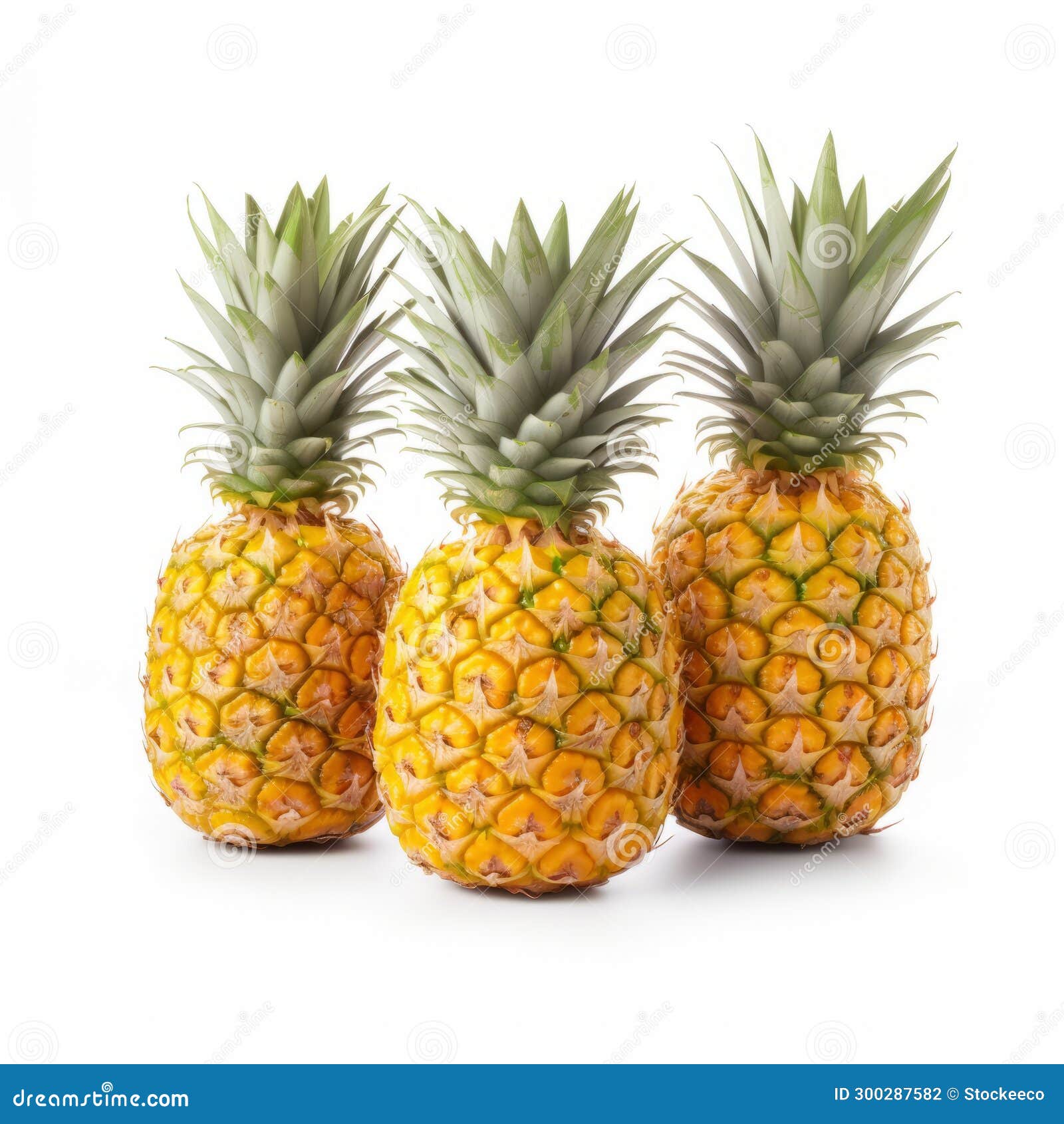 Tilt Shift Pineapple Trio on White Background Stock Illustration ...
