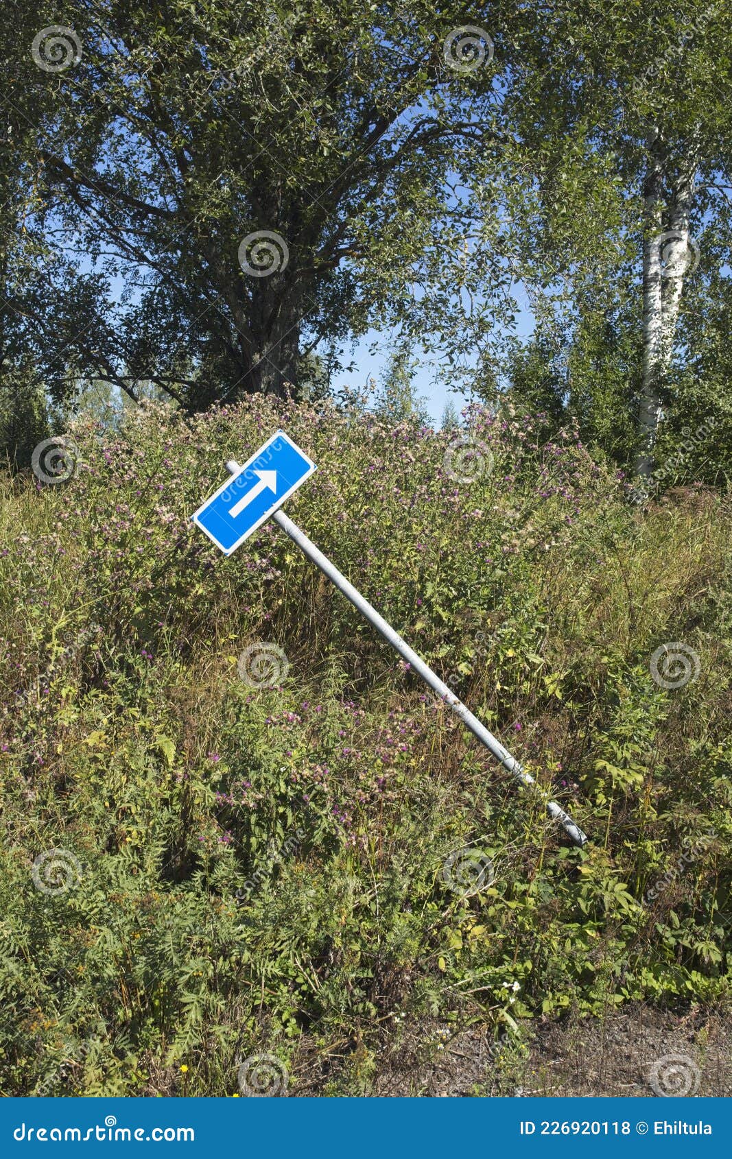 Tilted Blue and White Arrow Sign Stock Photo - Image of upward ...