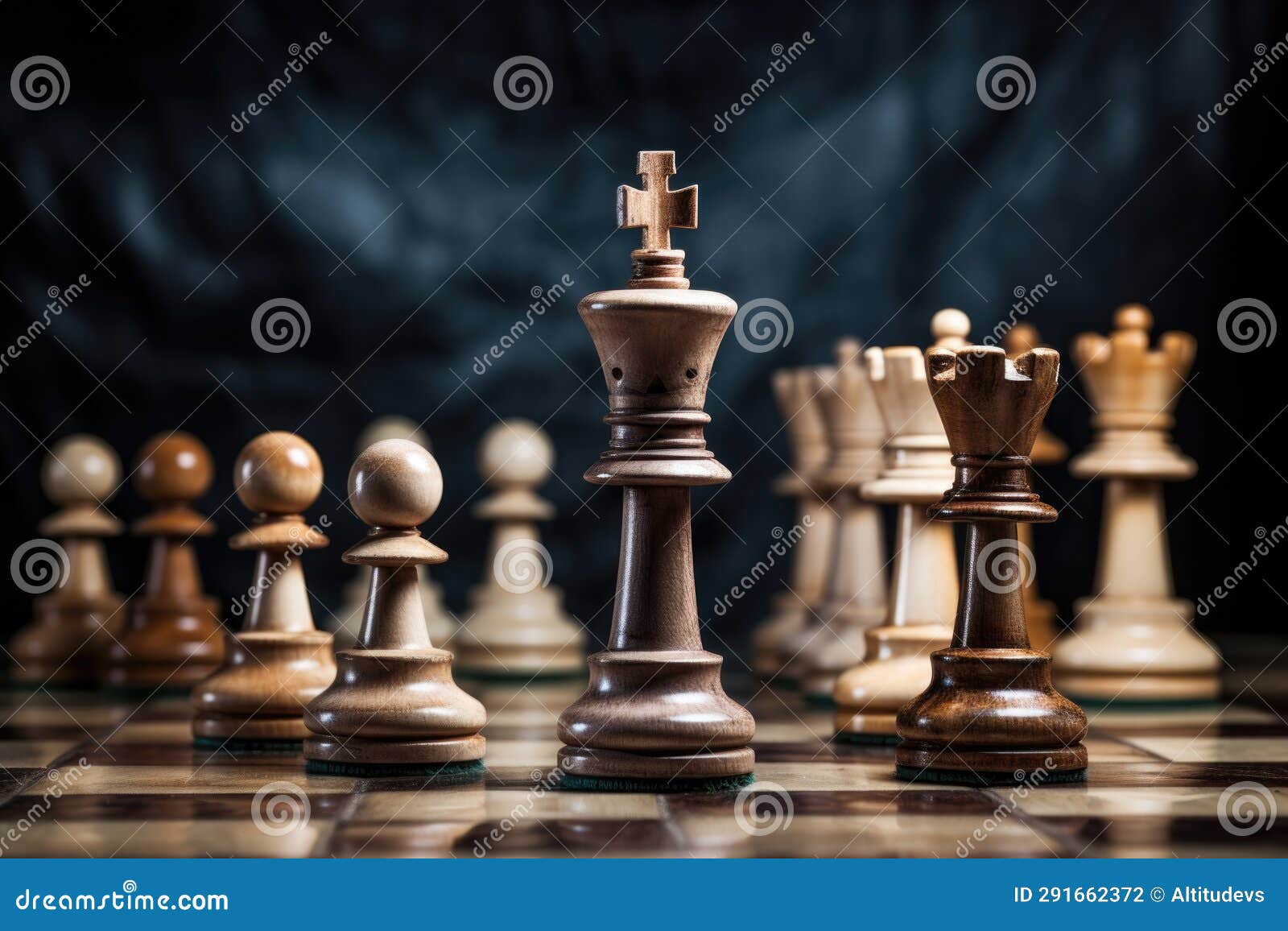 Tilted Chess Pieces on a Board with Remaining One Standing Tall Stock ...