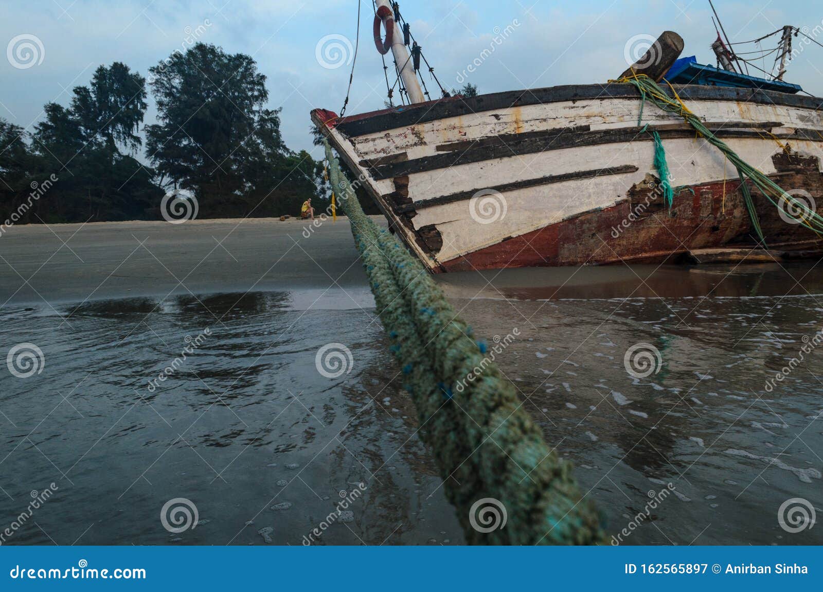 Old Tilted Fishing Boat Royalty-Free Stock Photography | CartoonDealer ...