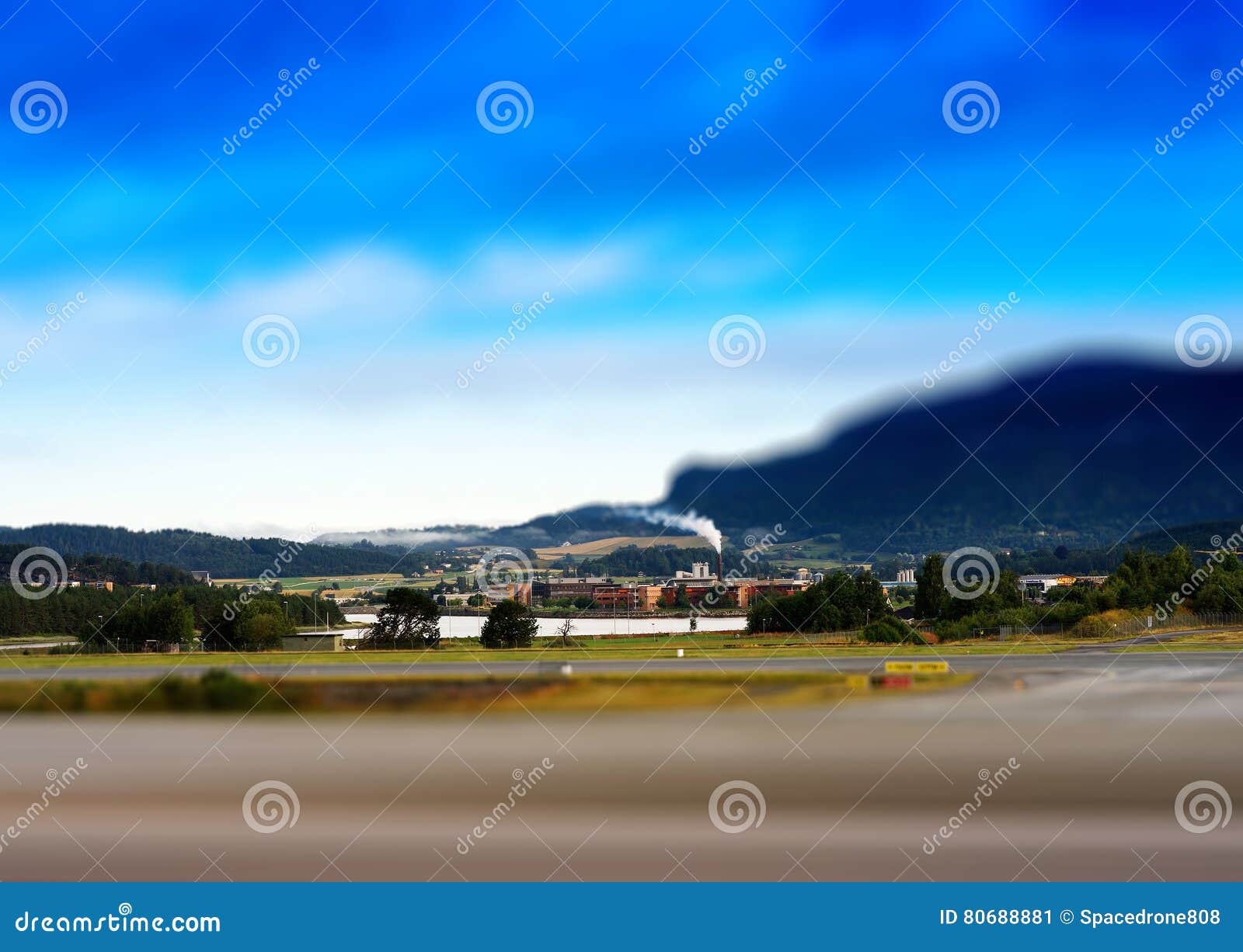 Tilted Focus Airfield Landscape Background Stock Image - Image of ...