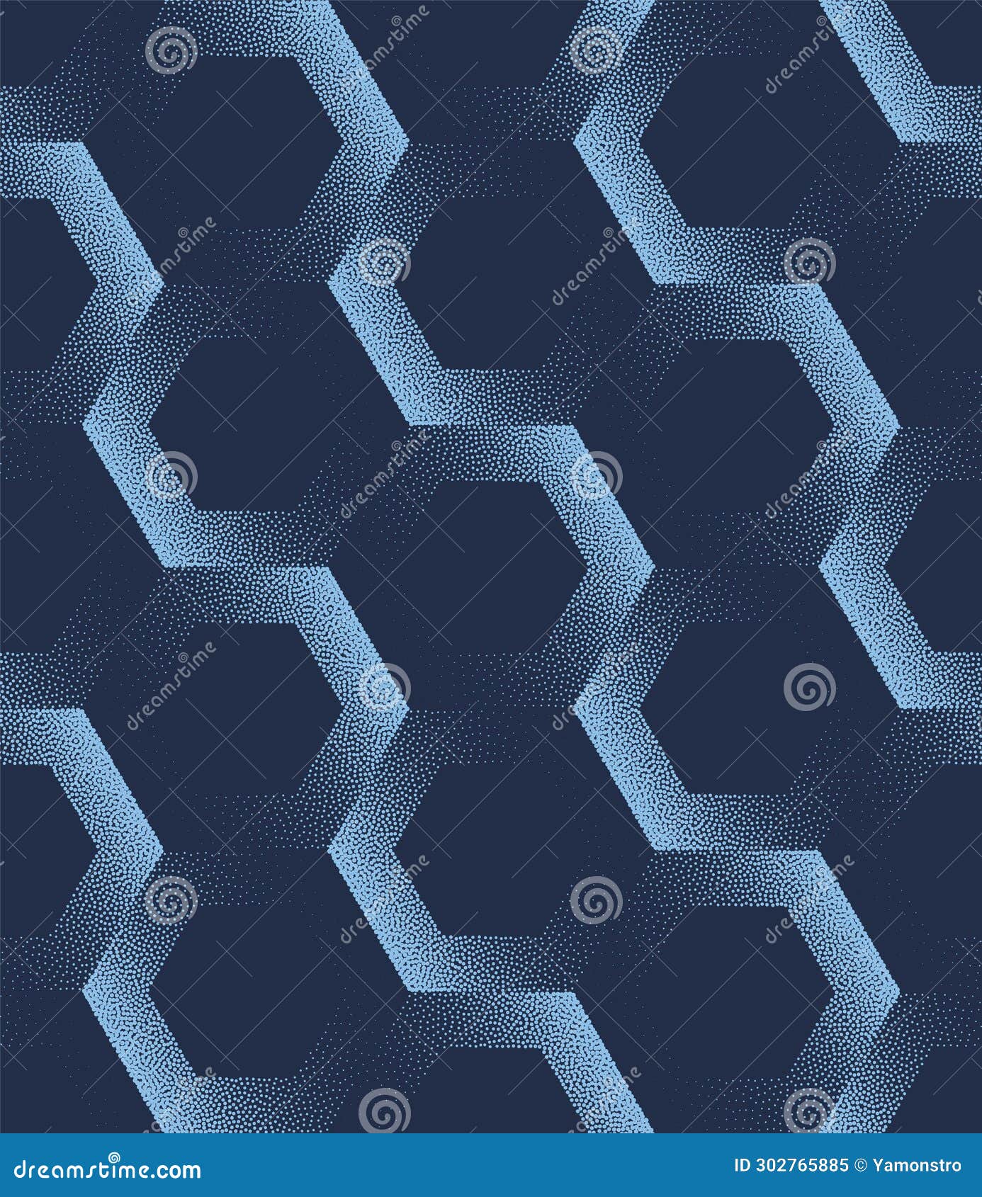 Tilted Hexagonal Grid Vector Seamless Pattern Trendy Blue Abstract ...