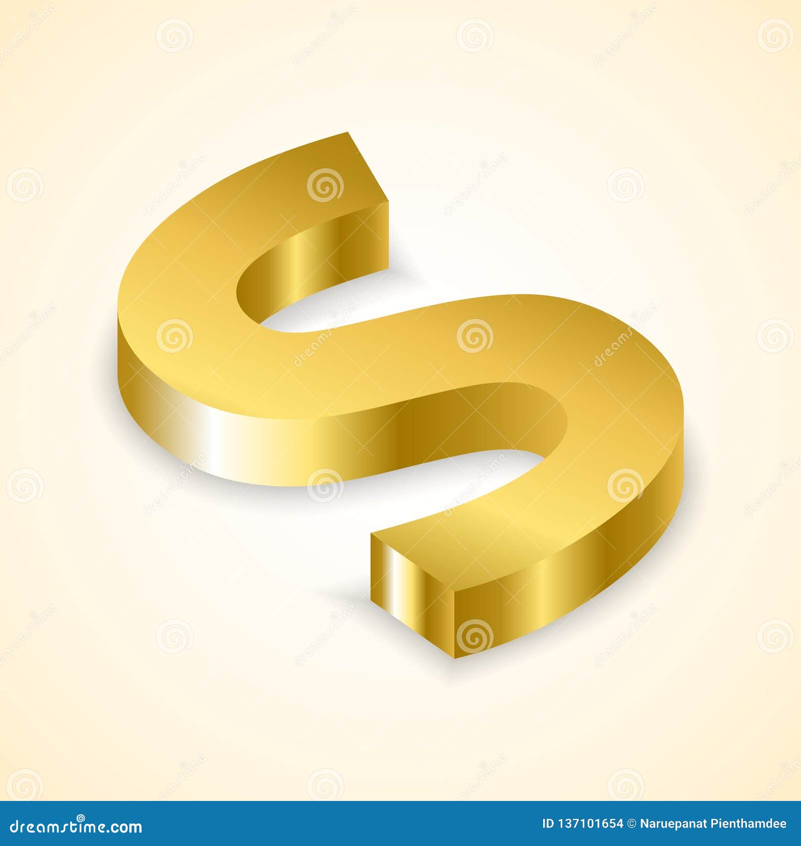 S gold 3D style stock vector. Illustration of isolated - 137101654