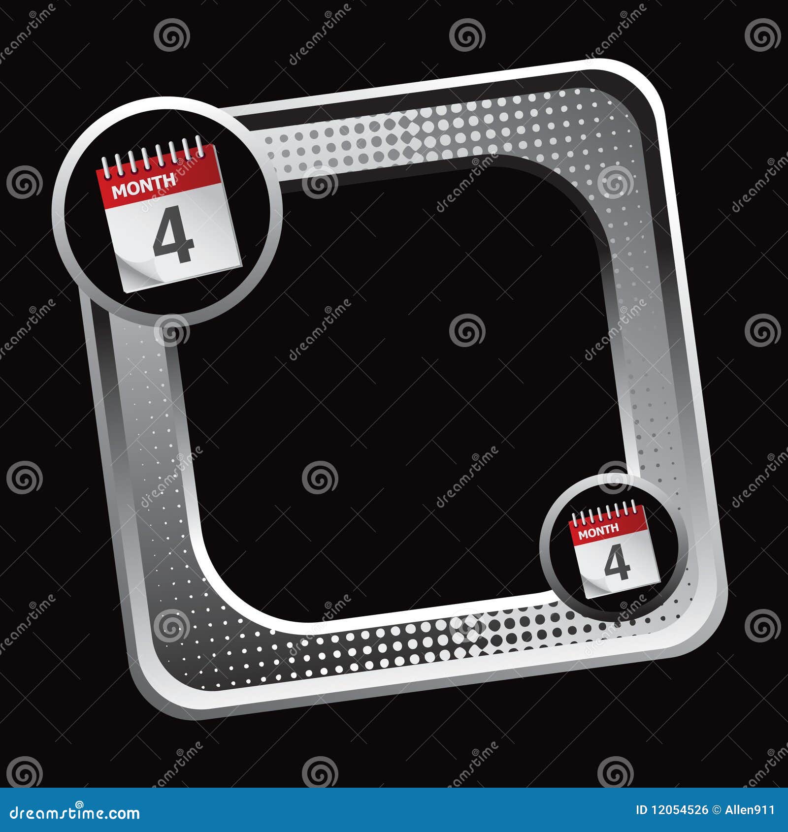 Tilted Silver Halftone Web Button with Calendar Stock Vector ...