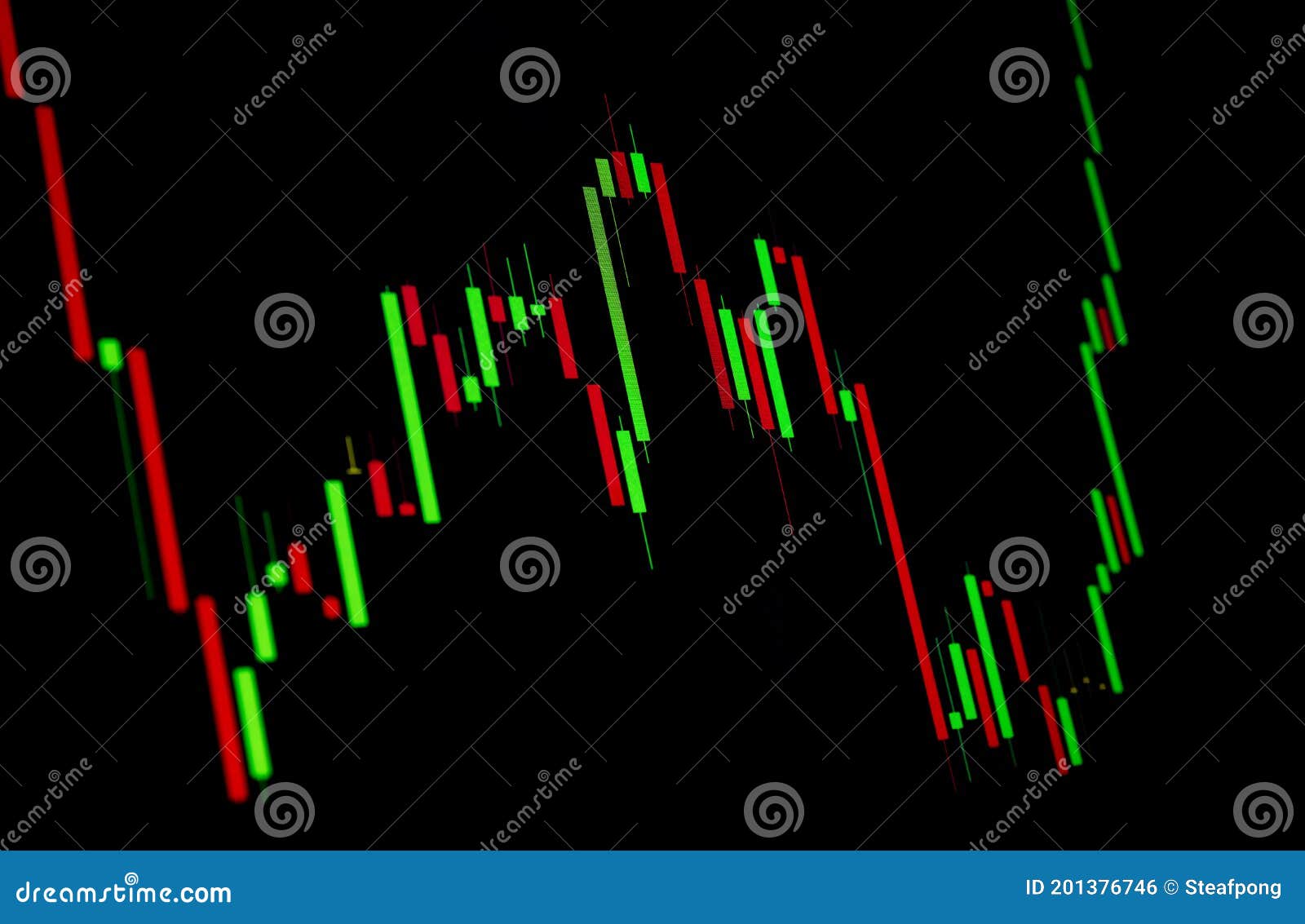Tilted Stock Chart or Forex Chart on Black Background Stock ...