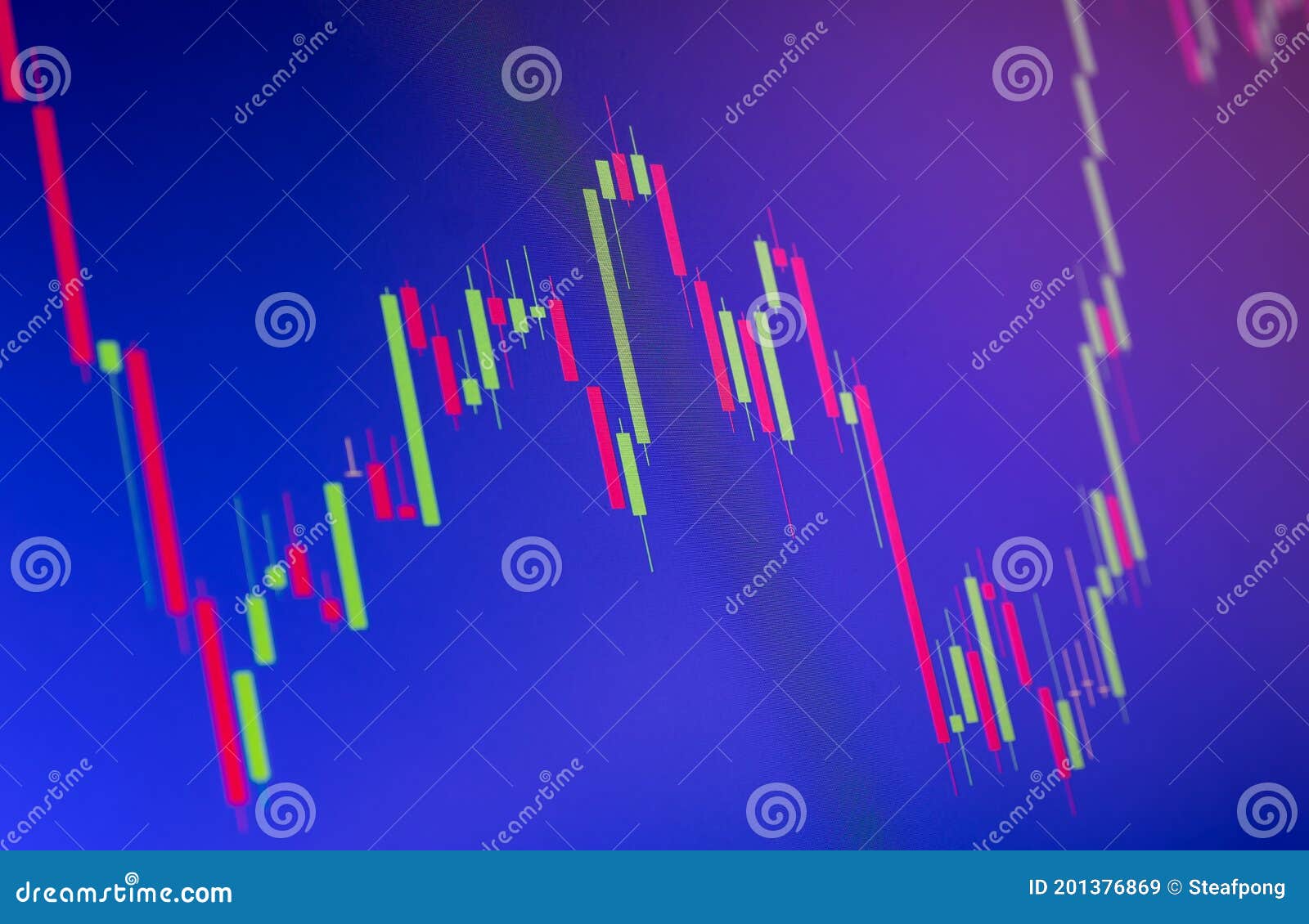 Tilted Stock Chart or Forex Chart on Blue Background in Purple Tone ...