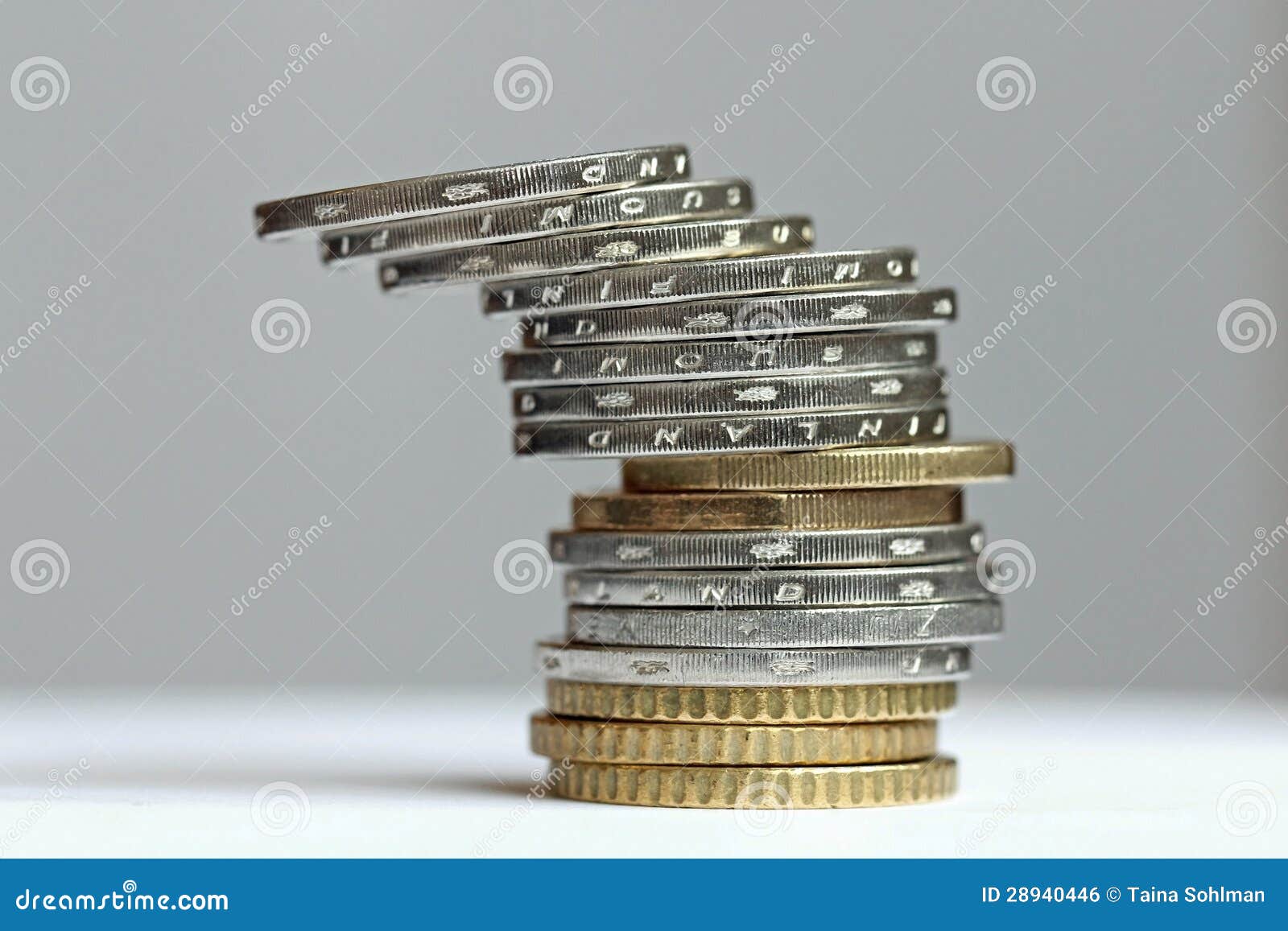 Tilted Tower from Euro Coins Stock Photo - Image of coins, deposit ...