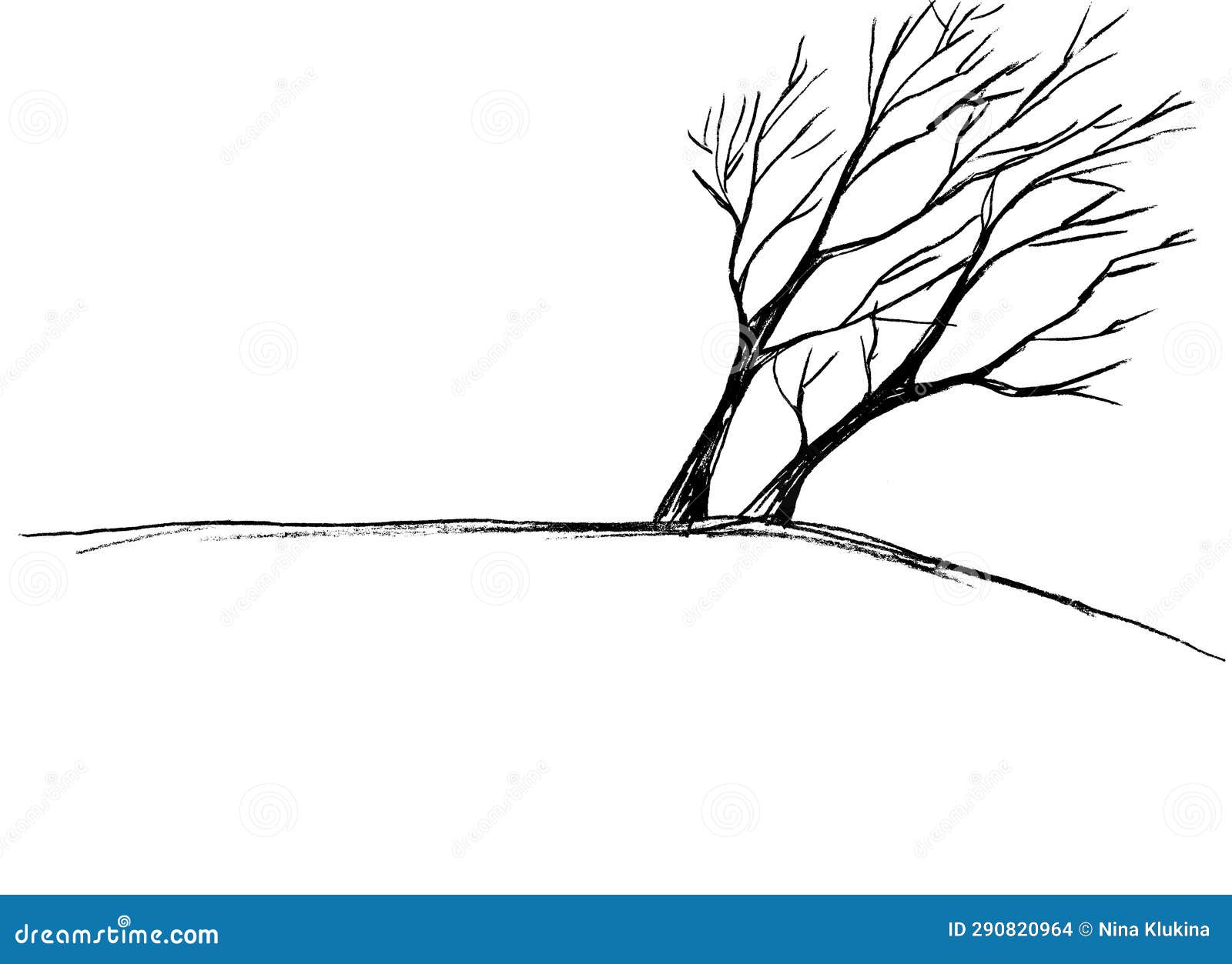 Tilted Trees are Black on a White Background Stock Illustration - Illustration of flower, tree ...