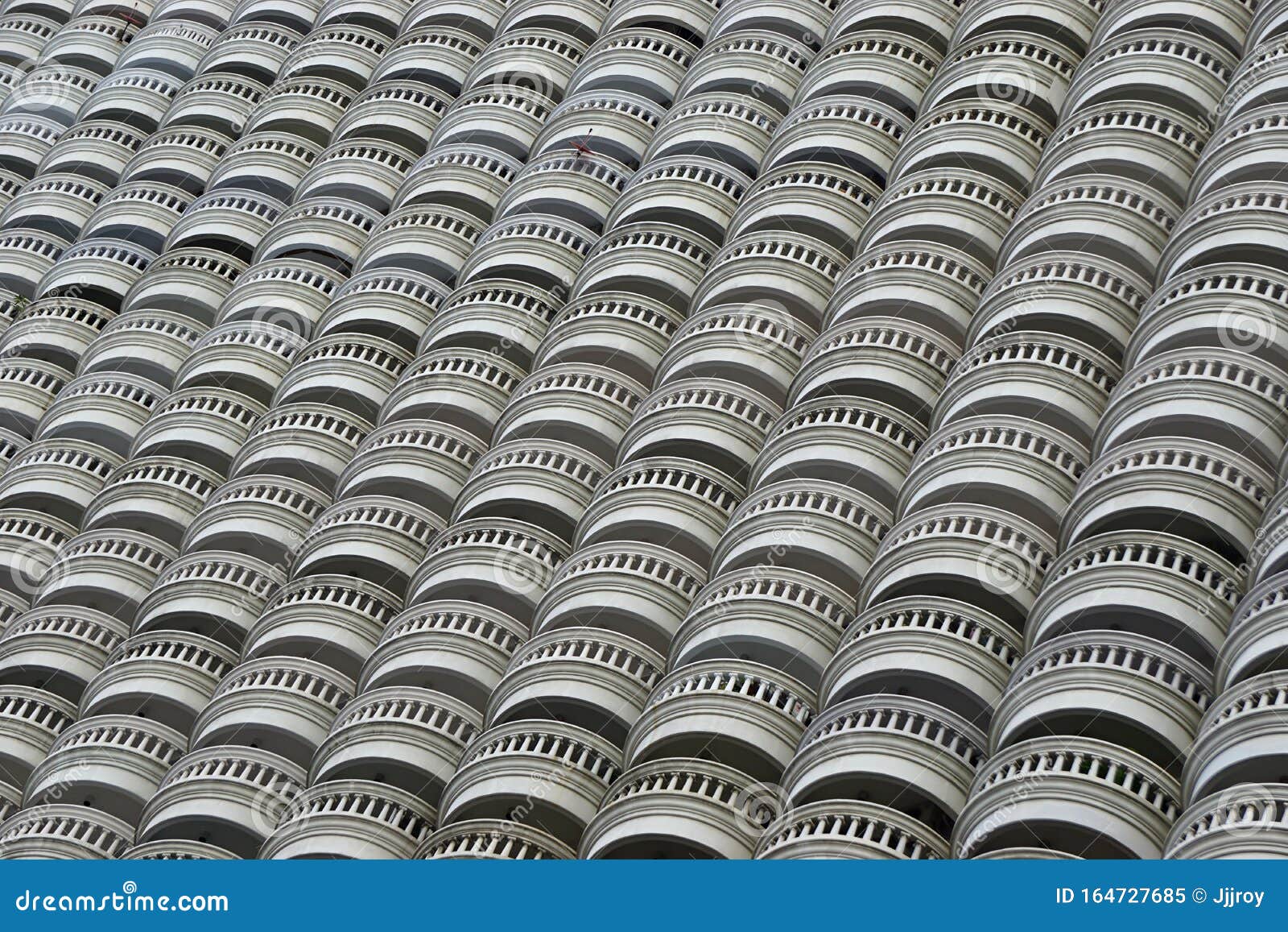 Tilted View Of Columns And Rows Of Identical Circular Balconies Stock ...
