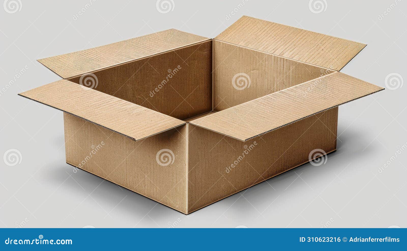 Tilted View of an Open Cardboard Box on a Neutral Background. Stock ...