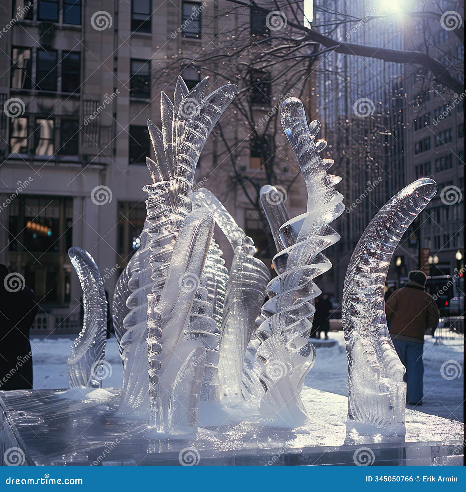 Tilted View of Winter Solstice Ice Sculptures in a Public Square Stock ...