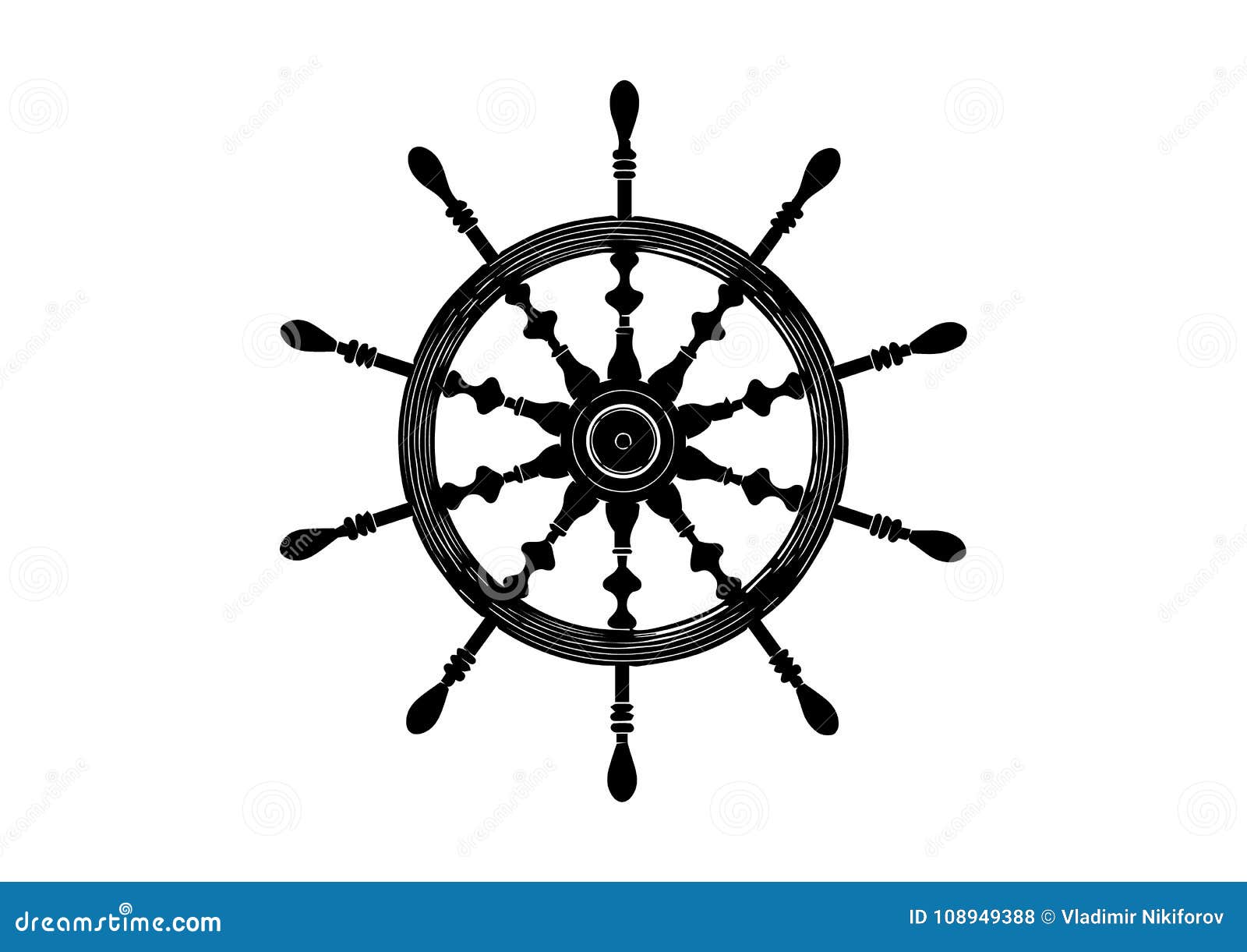 Timón negro en blanco ilustración del vector. Ilustración de barco ...