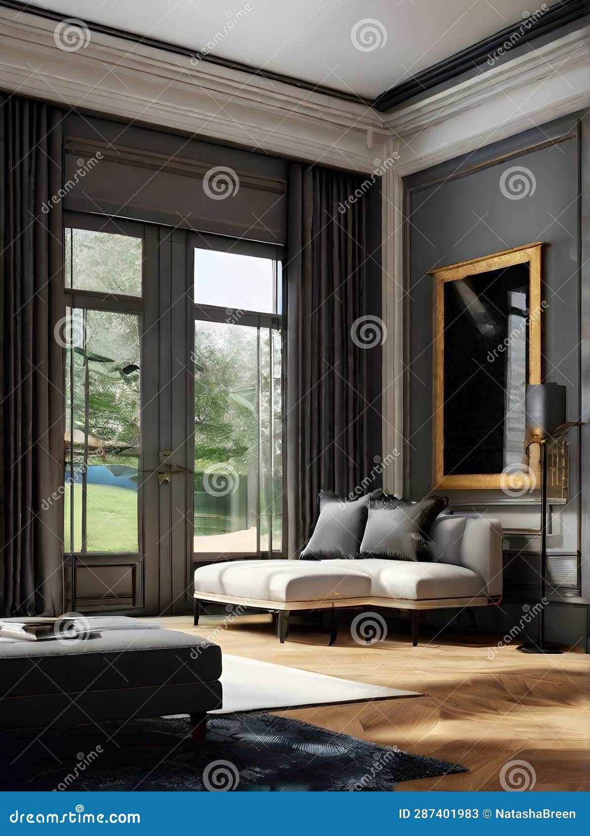 Tim Burtons Realistic Villa Interior Design. Stock Illustration ...
