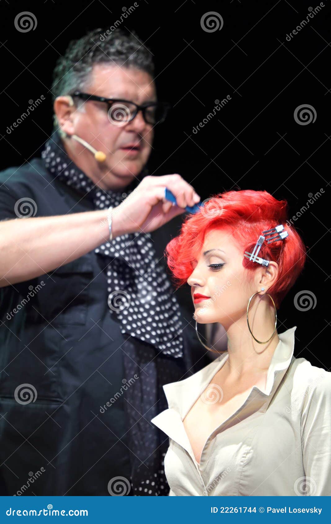 Tim Hartley Makes Hairdo for Red Hair Model Editorial Stock Image ...